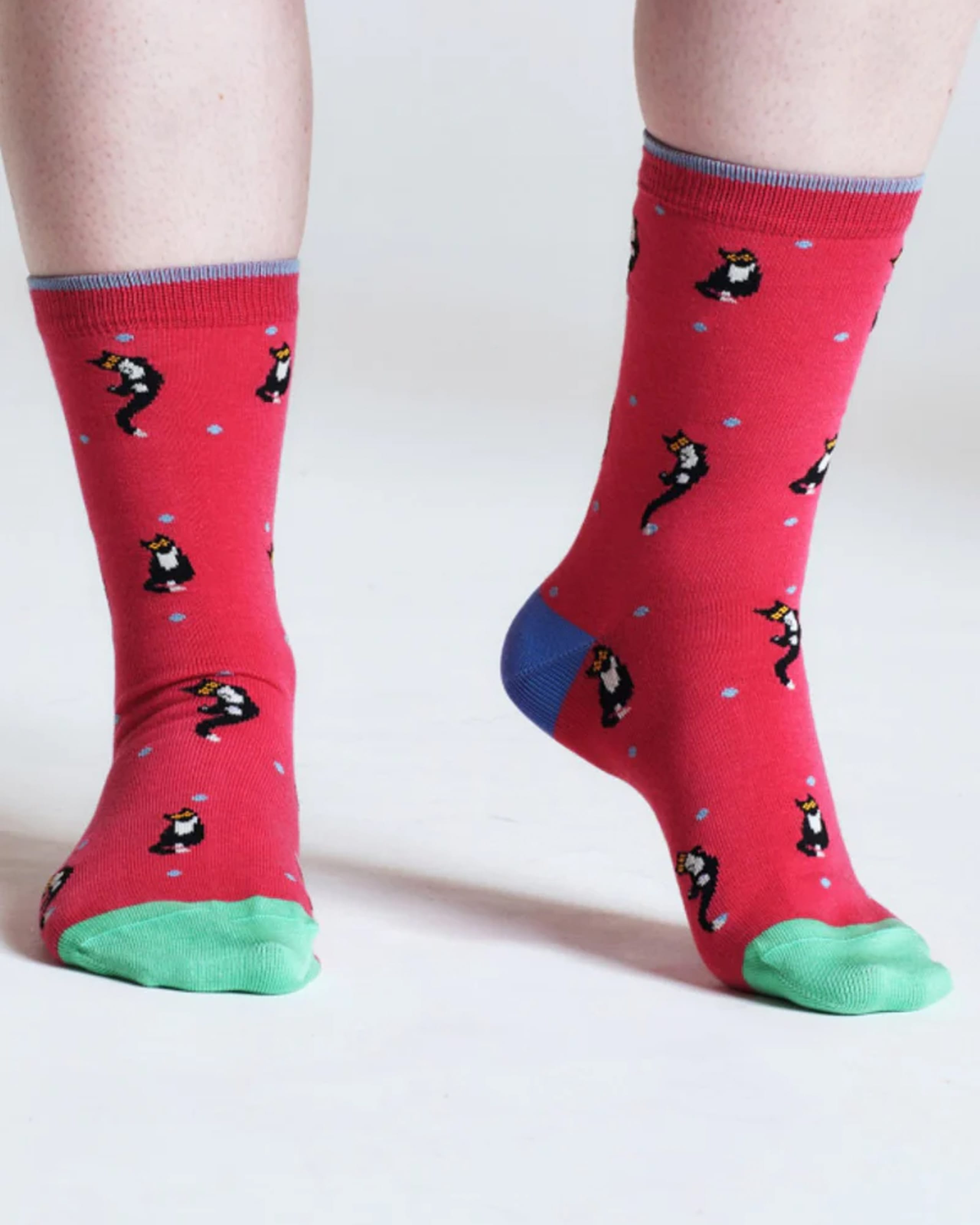 Radish Pink | Womens Serafina Cat Bamboo Socks | WoolOvers UK