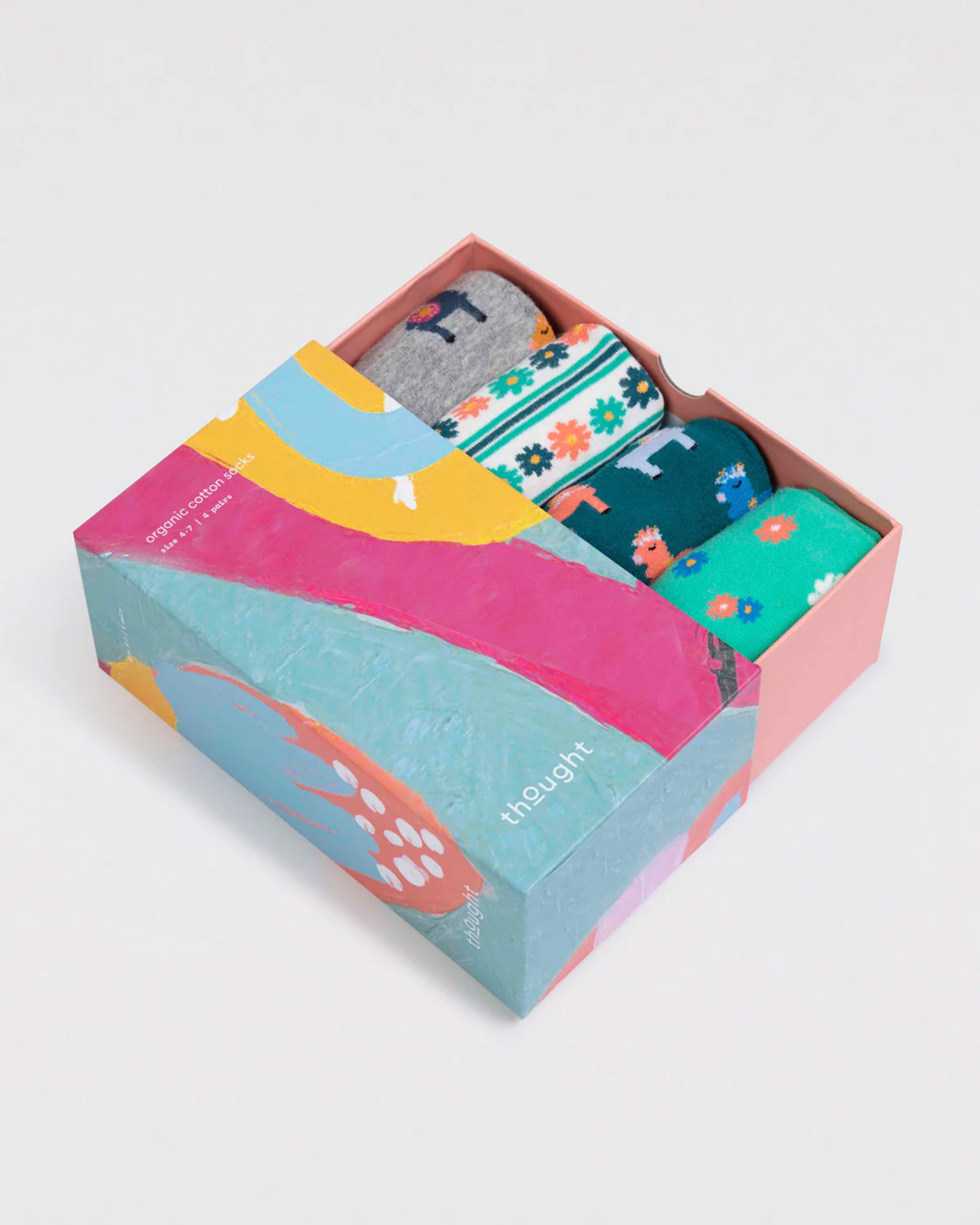 Multi | Maria Organic Cotton Llama Sock Box | WoolOvers UK