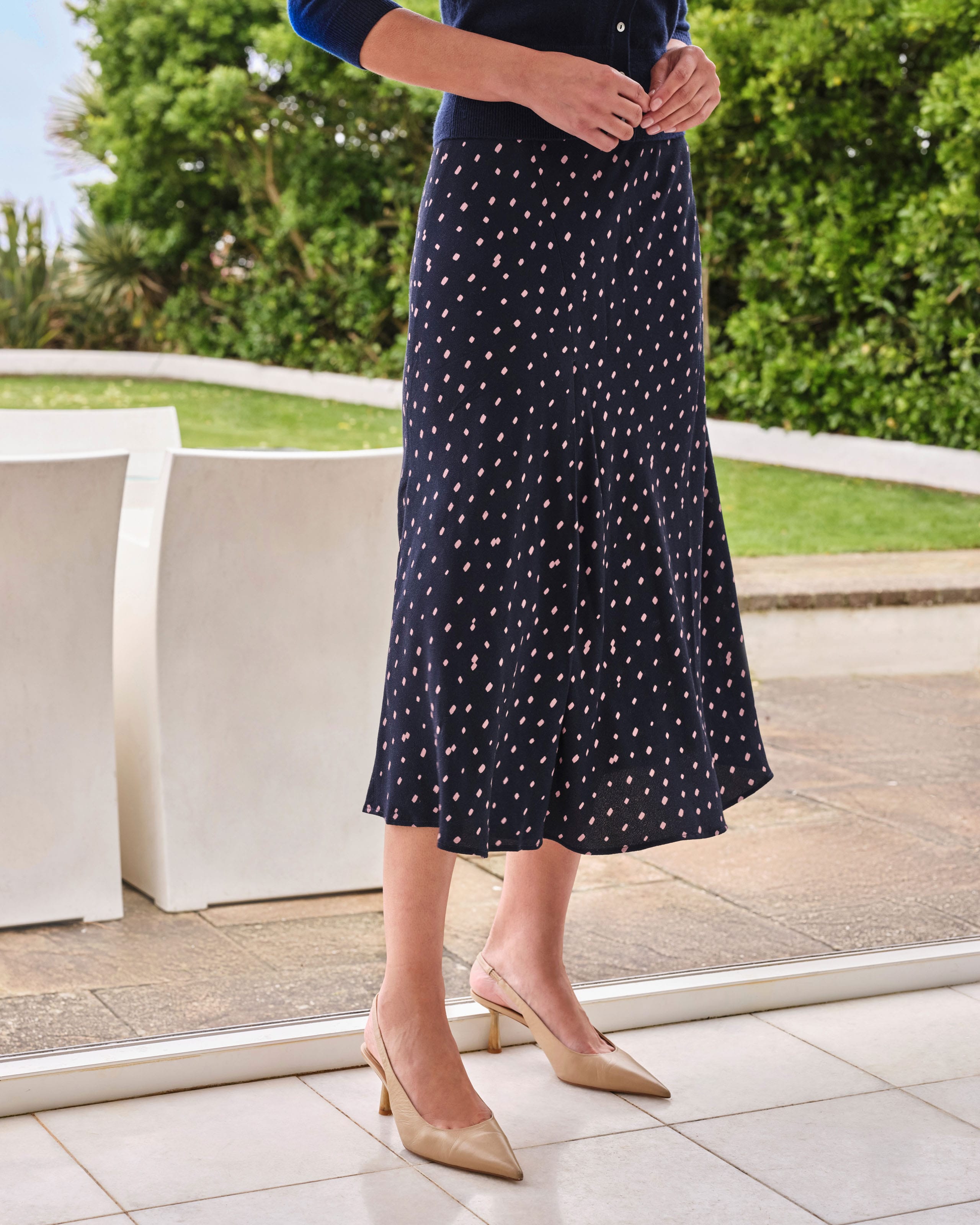 Navy/Pink | Flippy Printed Skirt | WoolOvers UK