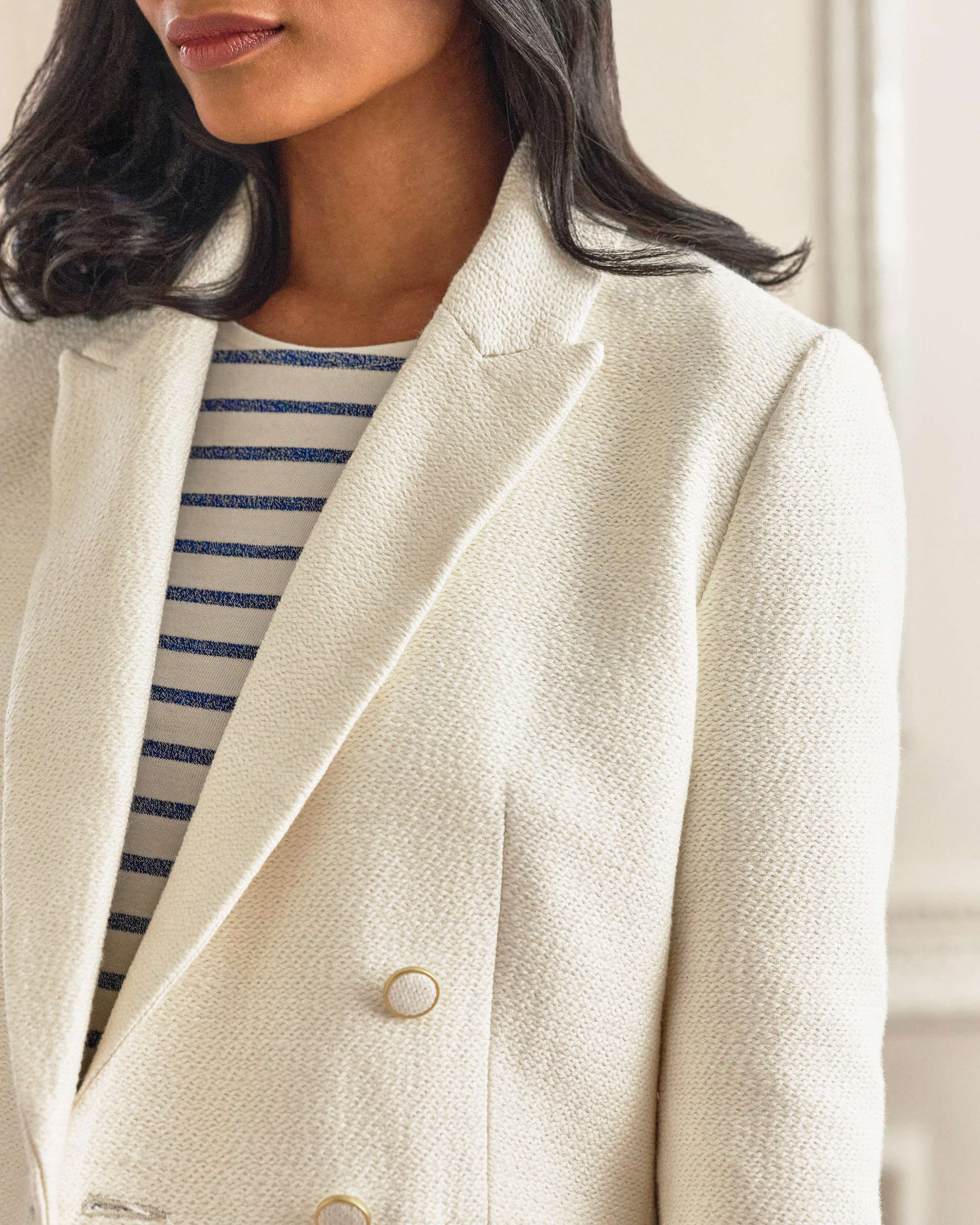 Ivory | Textured Cotton Blazer | WoolOvers UK