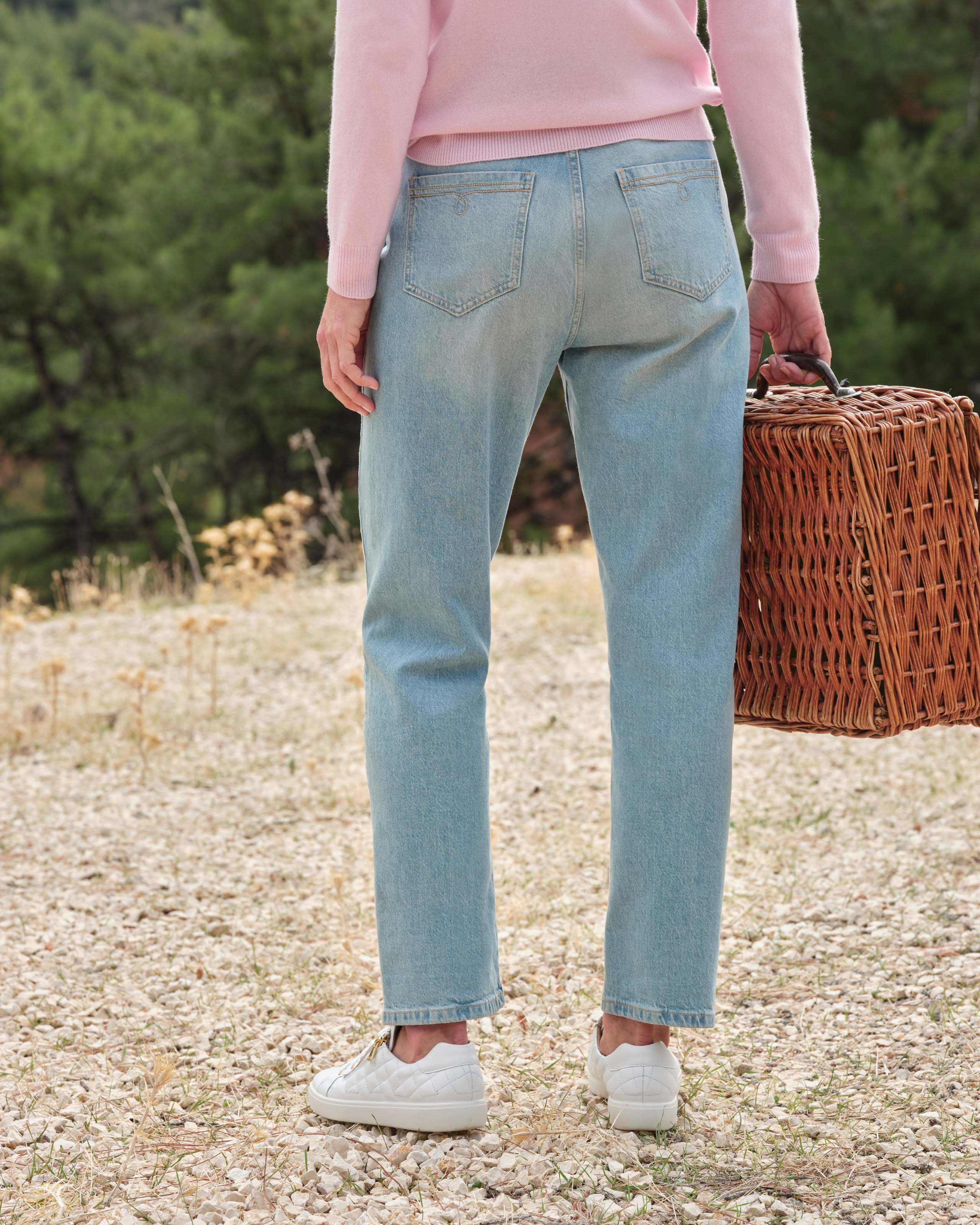 Vintage Blue | Essential Organic Cotton Boyfriend Jeans | WoolOvers UK