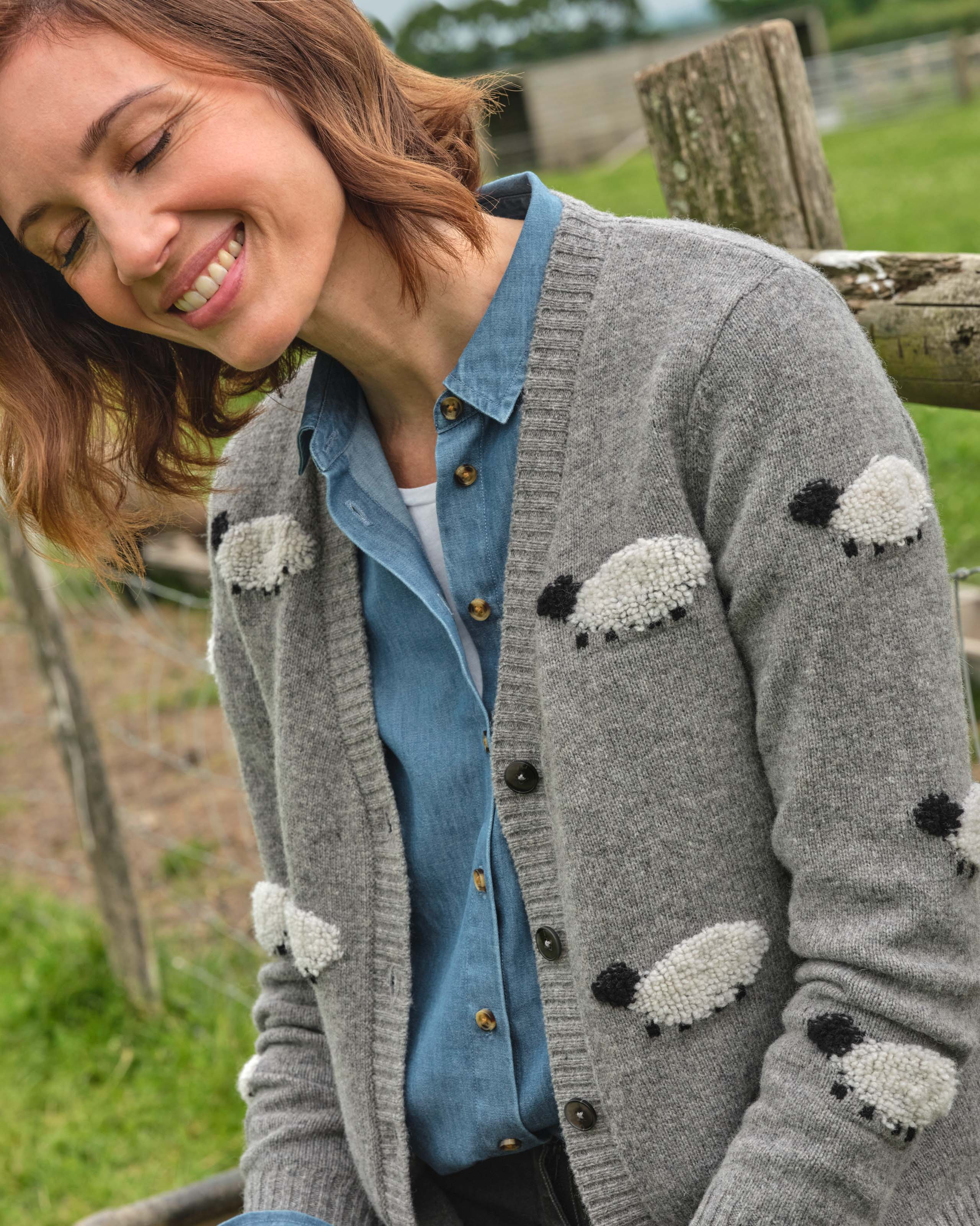 Grey Marl | Bouclé Sheep Cardigan | WoolOvers AU
