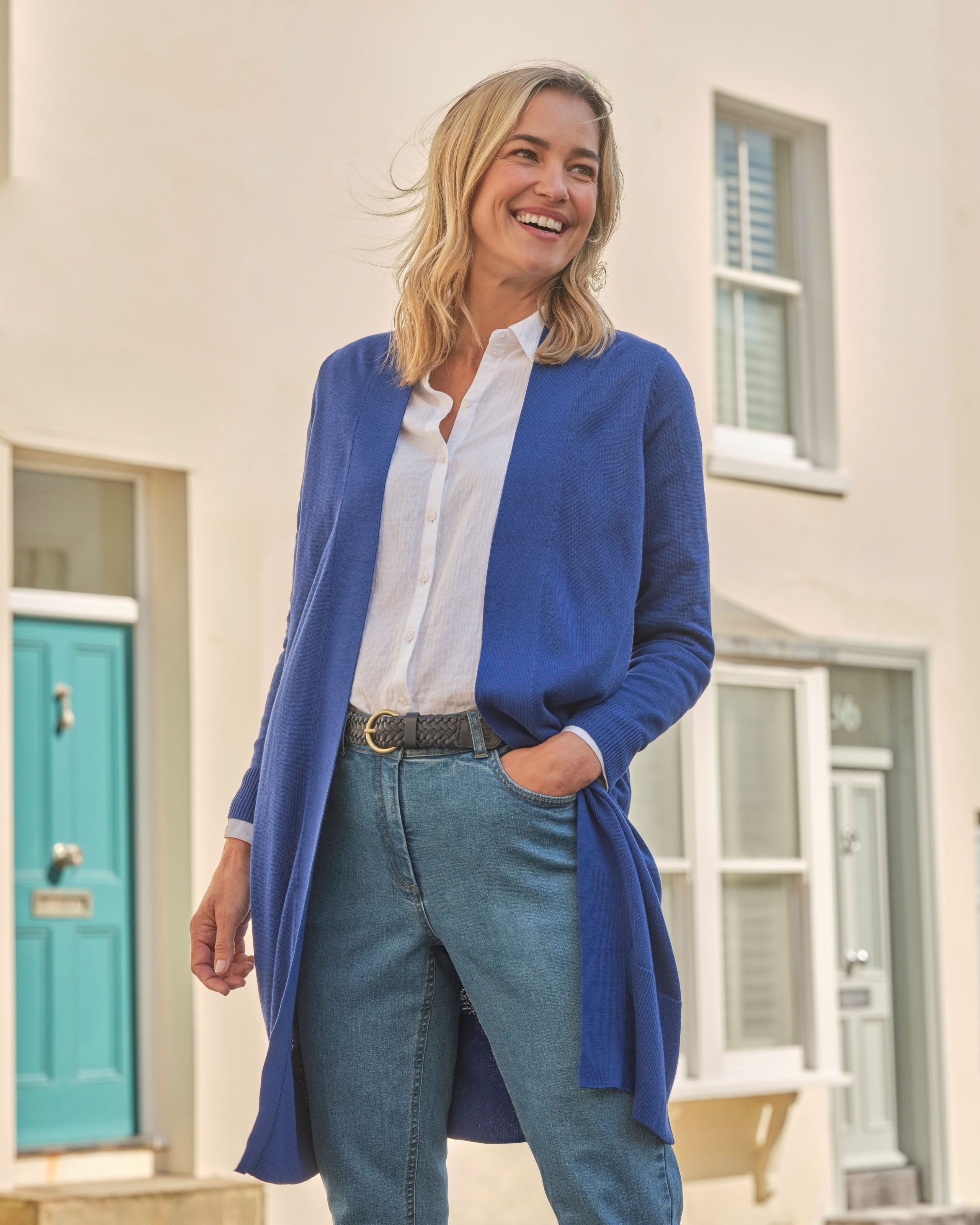 Midnight Blue | Longline Edge to Edge Cardigan | WoolOvers UK