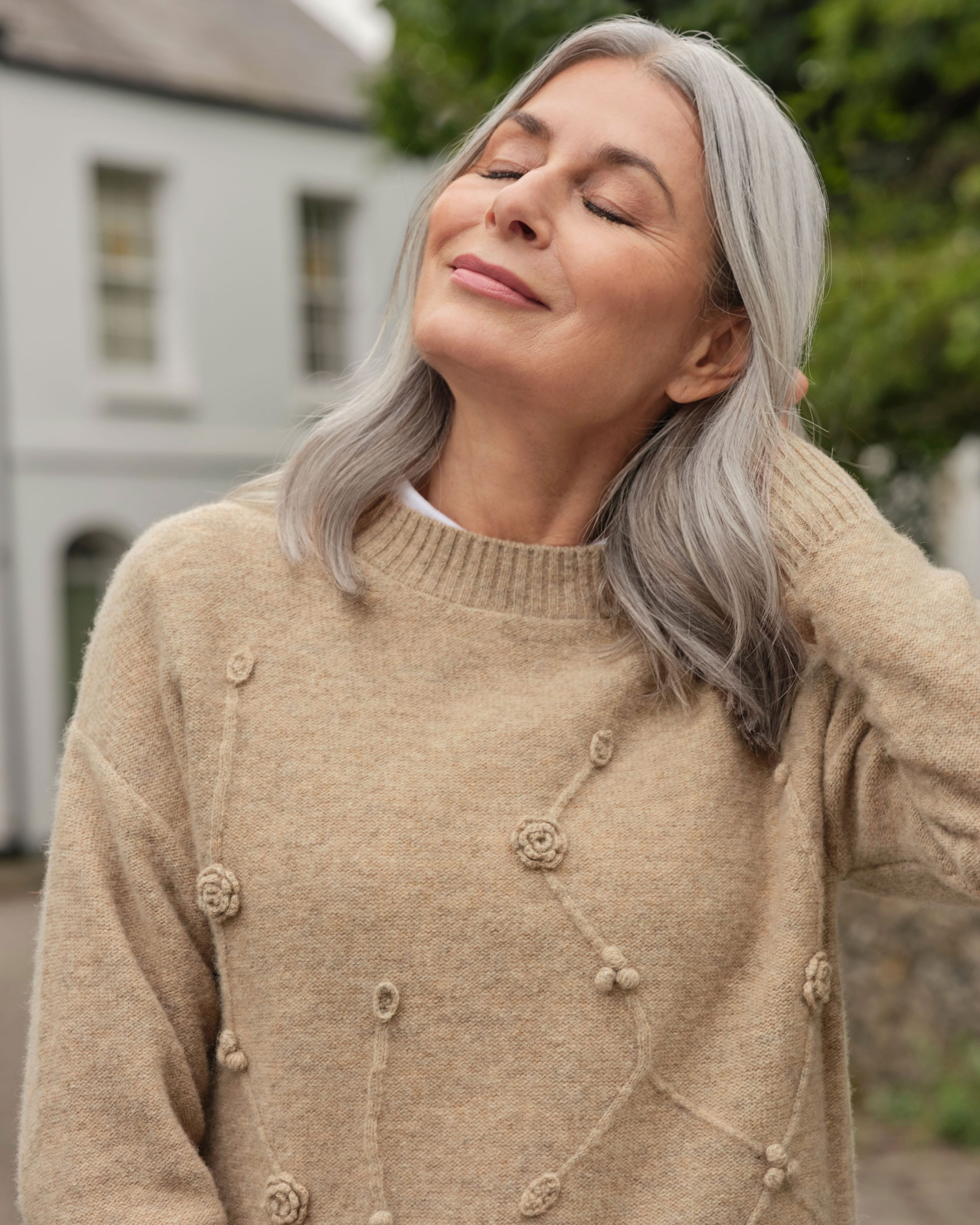 Neutral | Crochet Flower Jumper | WoolOvers UK