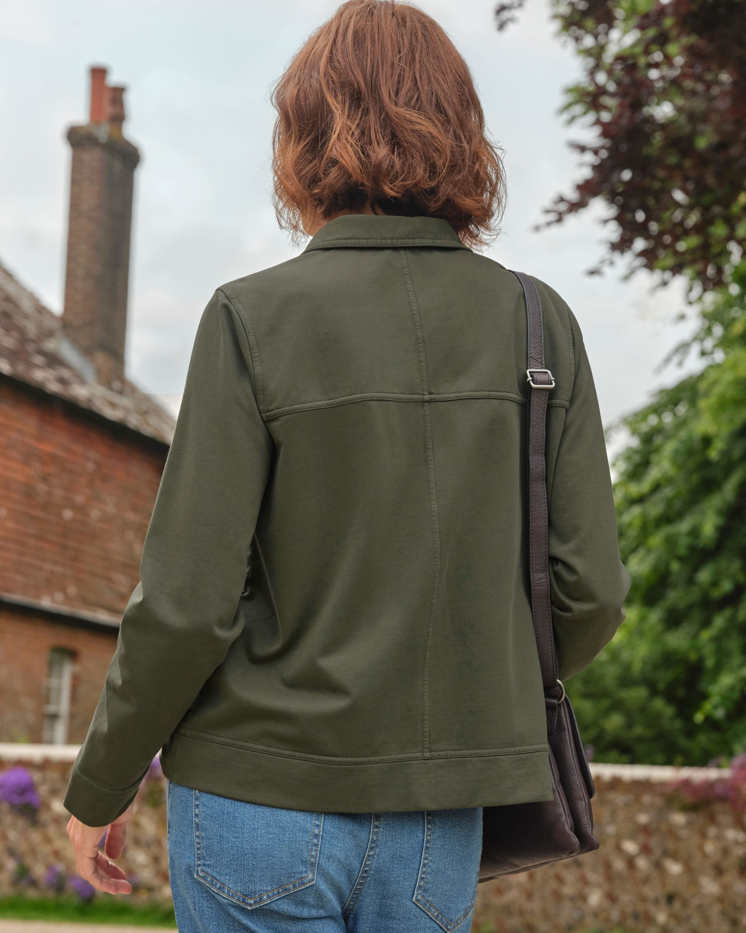Washed Green | Patch Pocket Washed Jersey Jacket | WoolOvers AU