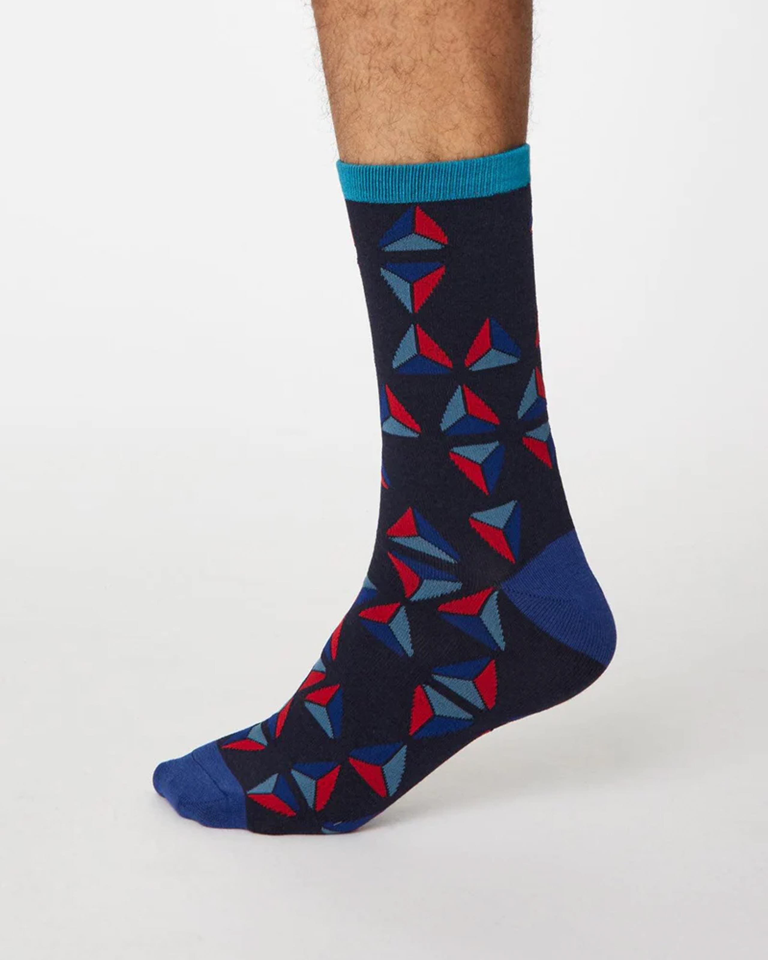 Bleu nuit foncé | Geometrico Socks Dark | WoolOvers FR