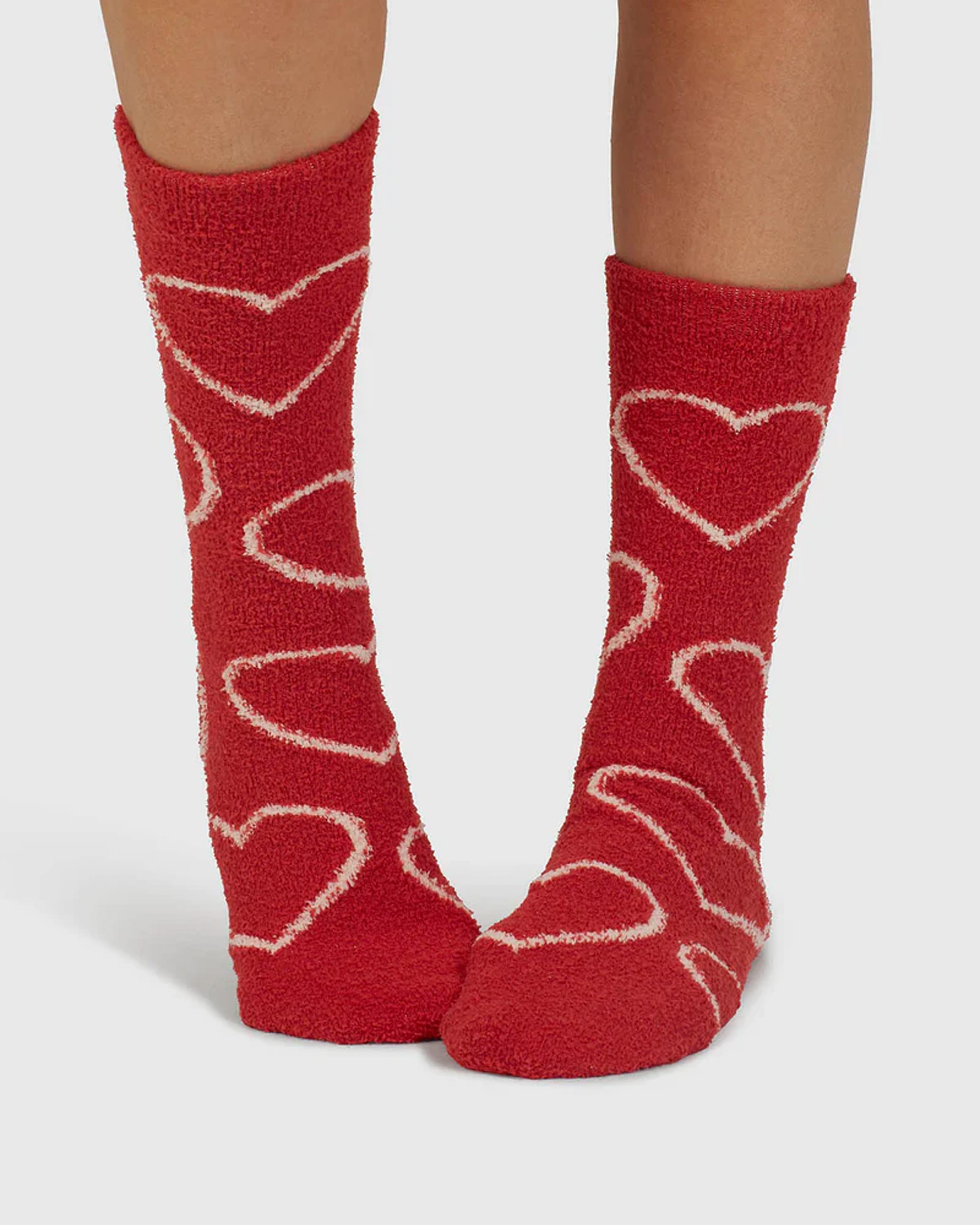 Poppy Red | Marjorie Fluffy Bed Socks | WoolOvers UK