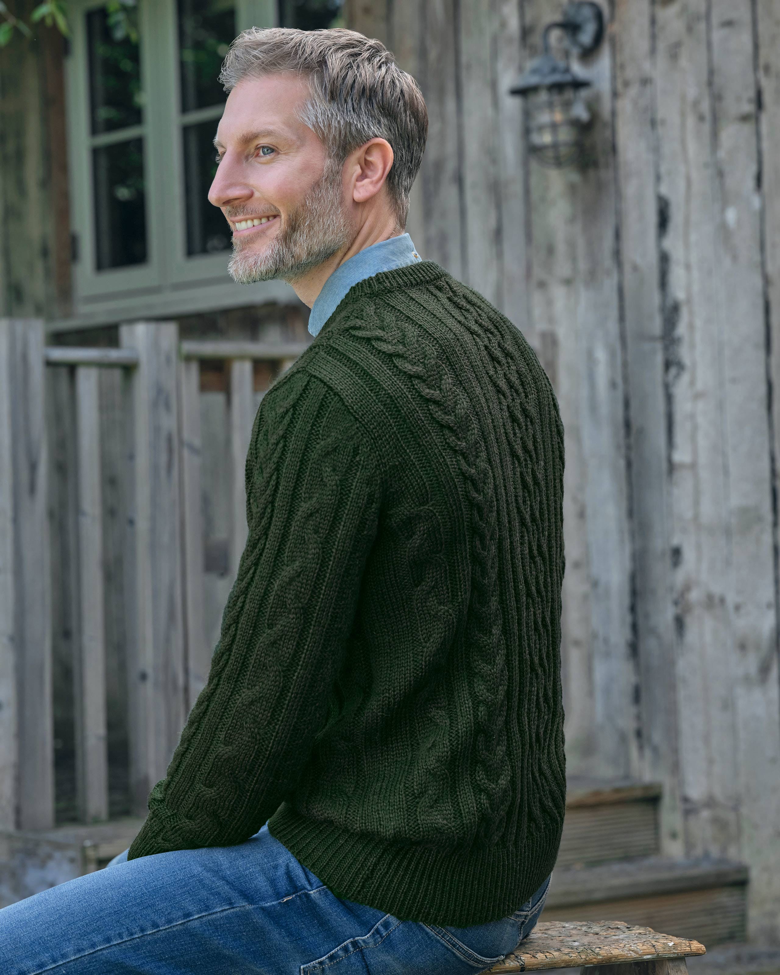Hunter Green | Pure Wool Aran Knitted Jumper | WoolOvers AU