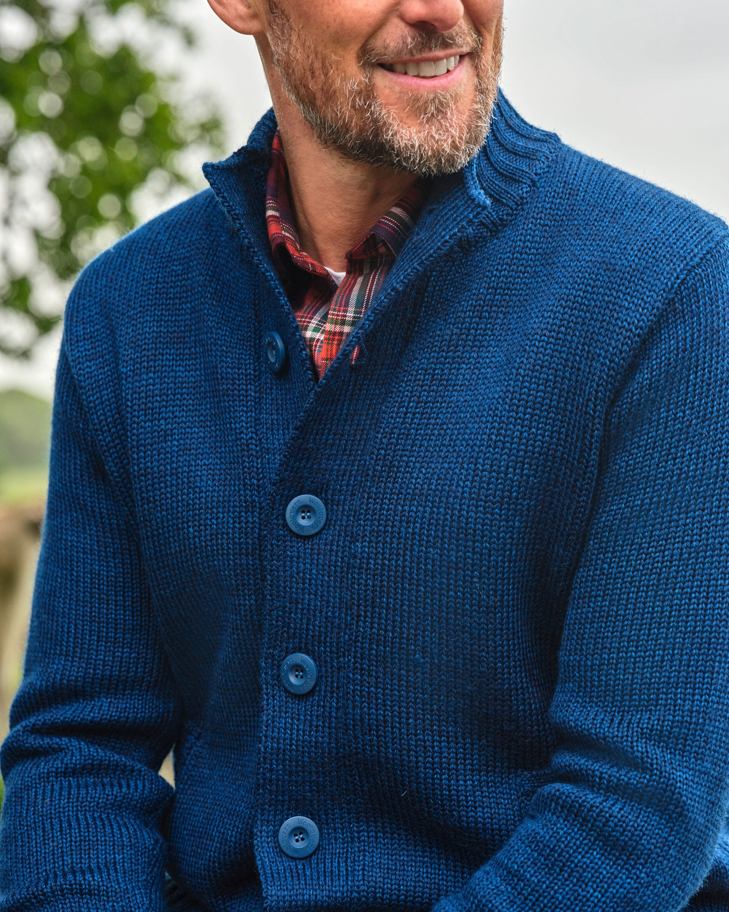 Marine Navy | 100% Pure Wool Button Everyday Cardigan | WoolOvers UK