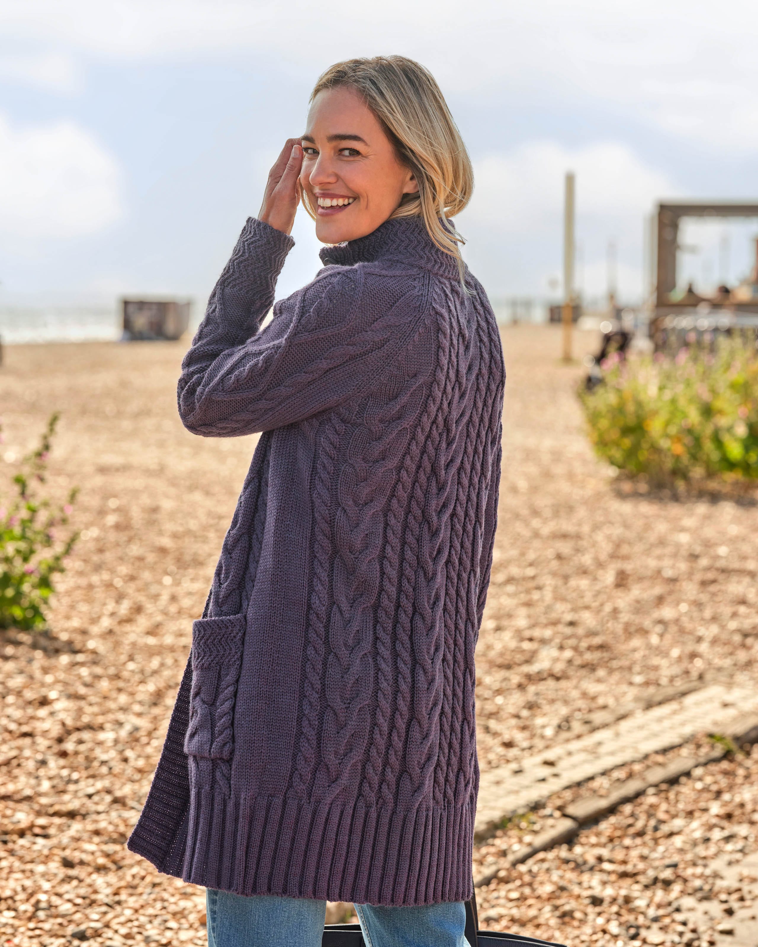 Blackcurrant | Pure Wool Aran Coatigan | WoolOvers AU