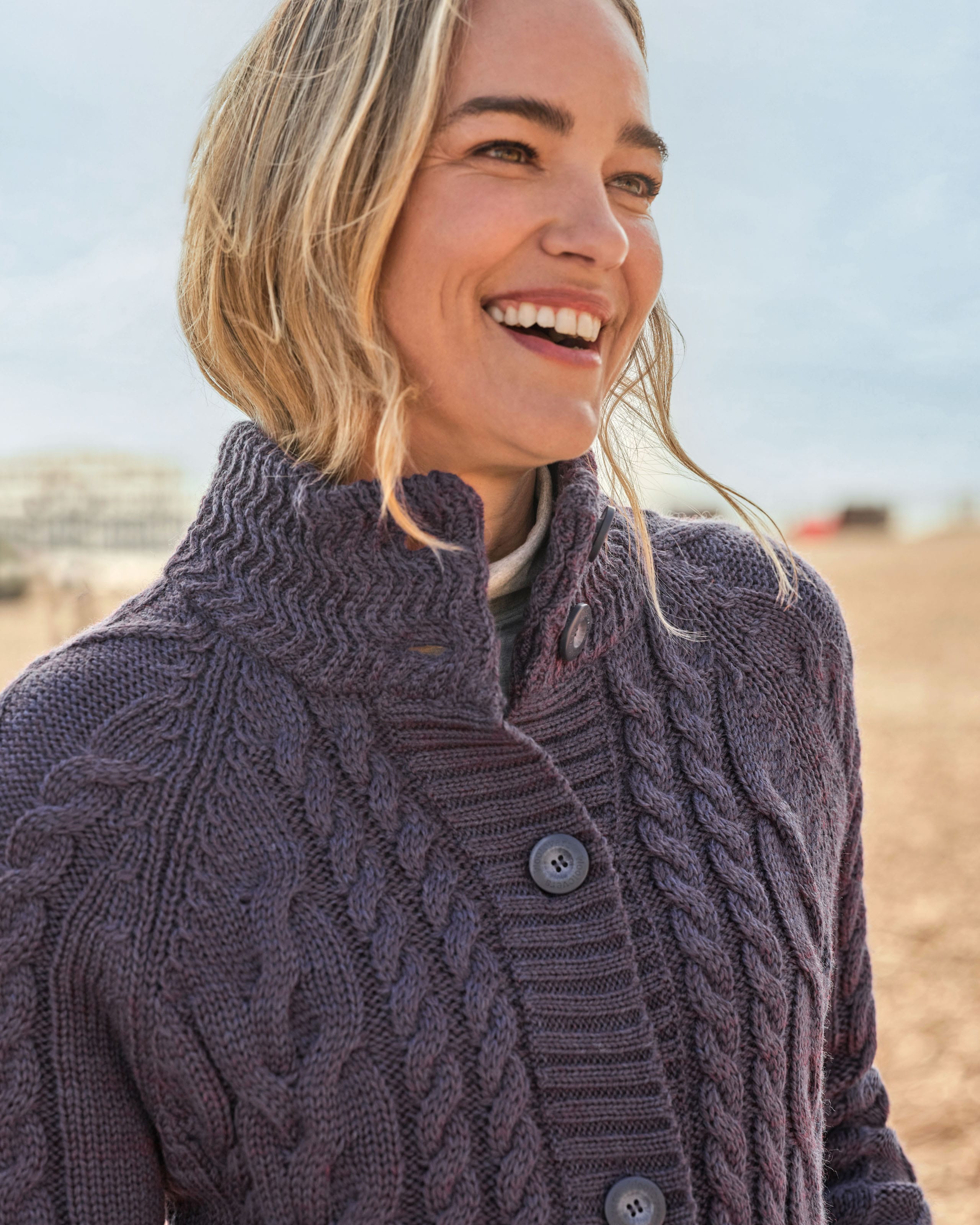 Blackcurrant | Pure Wool Aran Coatigan | WoolOvers AU