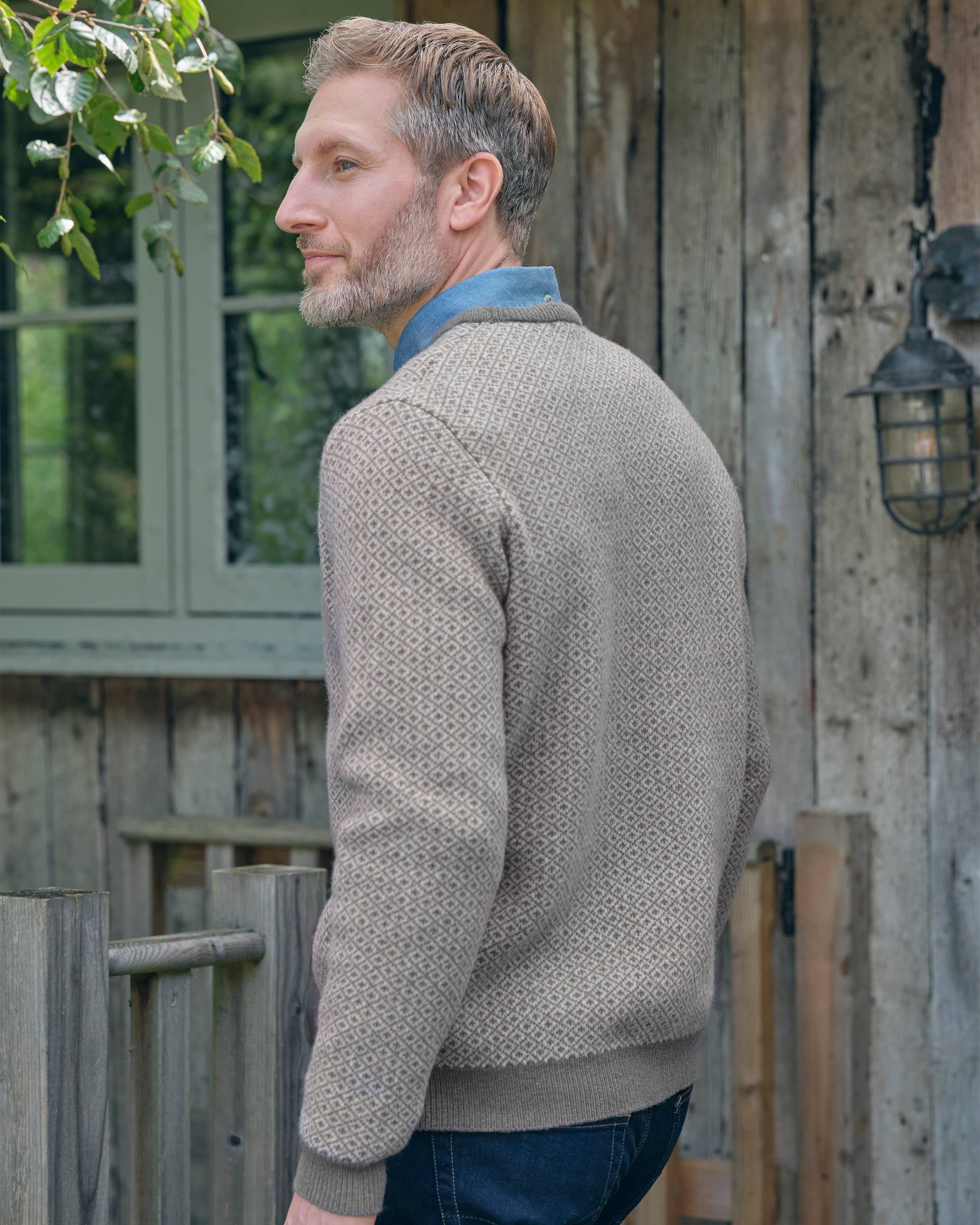 Charcoal/Oatmeal | Nordic Stitch Jumper | WoolOvers AU