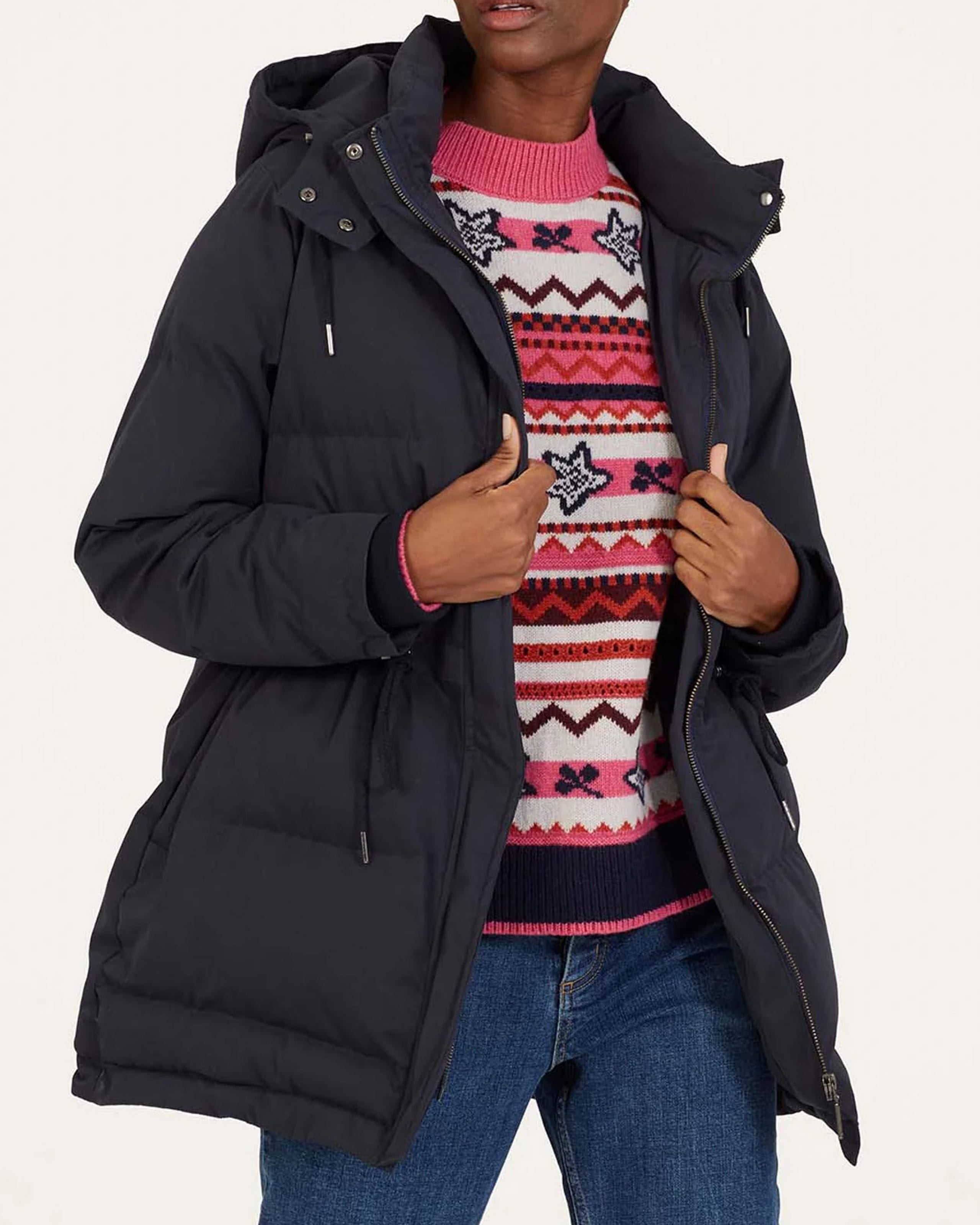 Navy | Rosabel Recycled Polyester Puffer Coat | WoolOvers UK