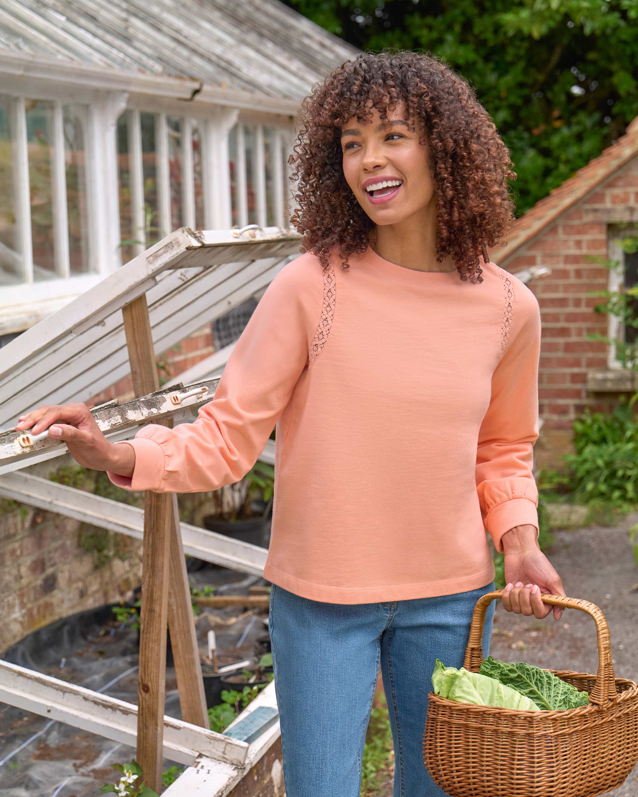 Peach | Lace Insert Jumper | WoolOvers UK