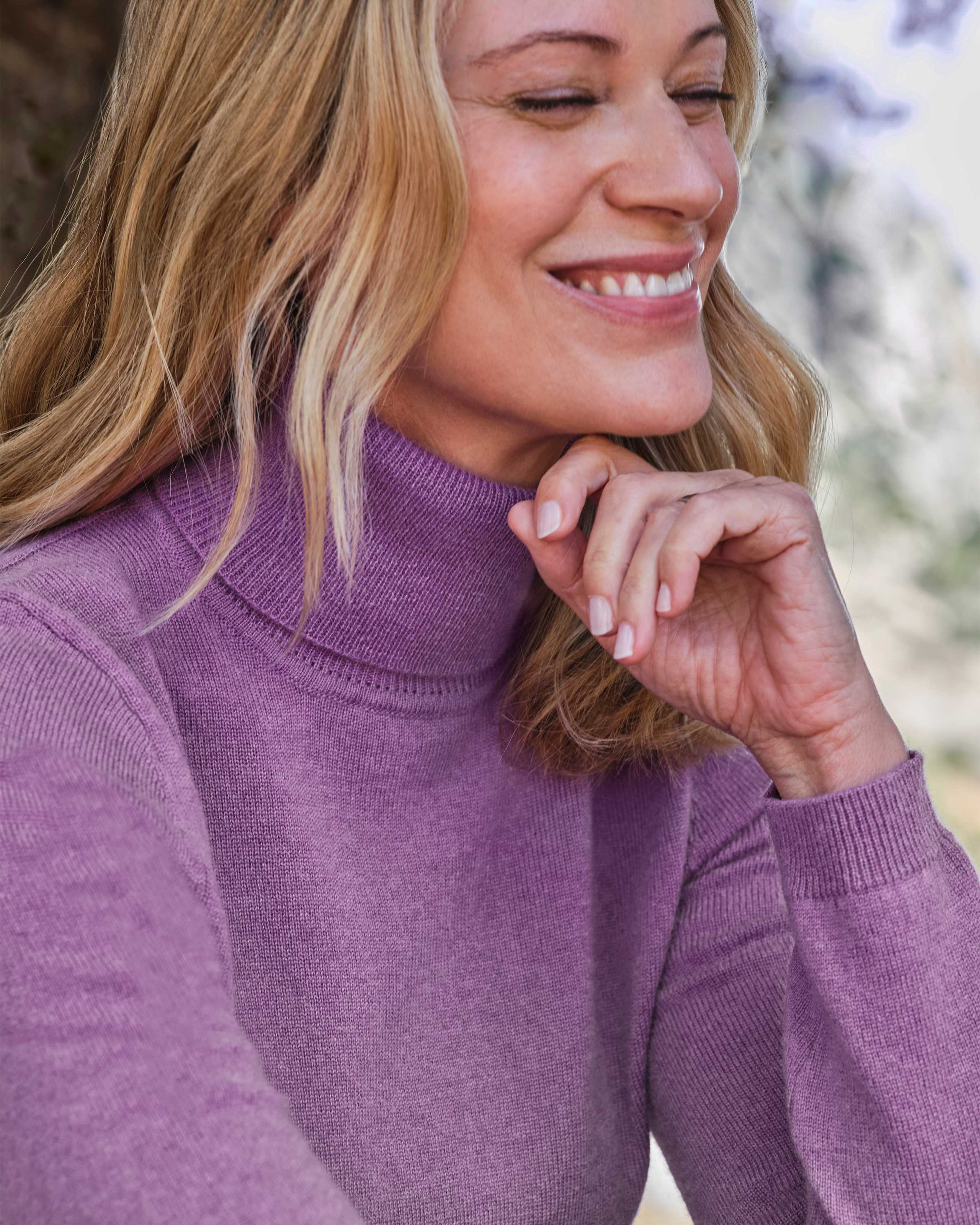 French Violet | Cashmere & Merino Fitted Turtle Neck Knitted Sweater ...
