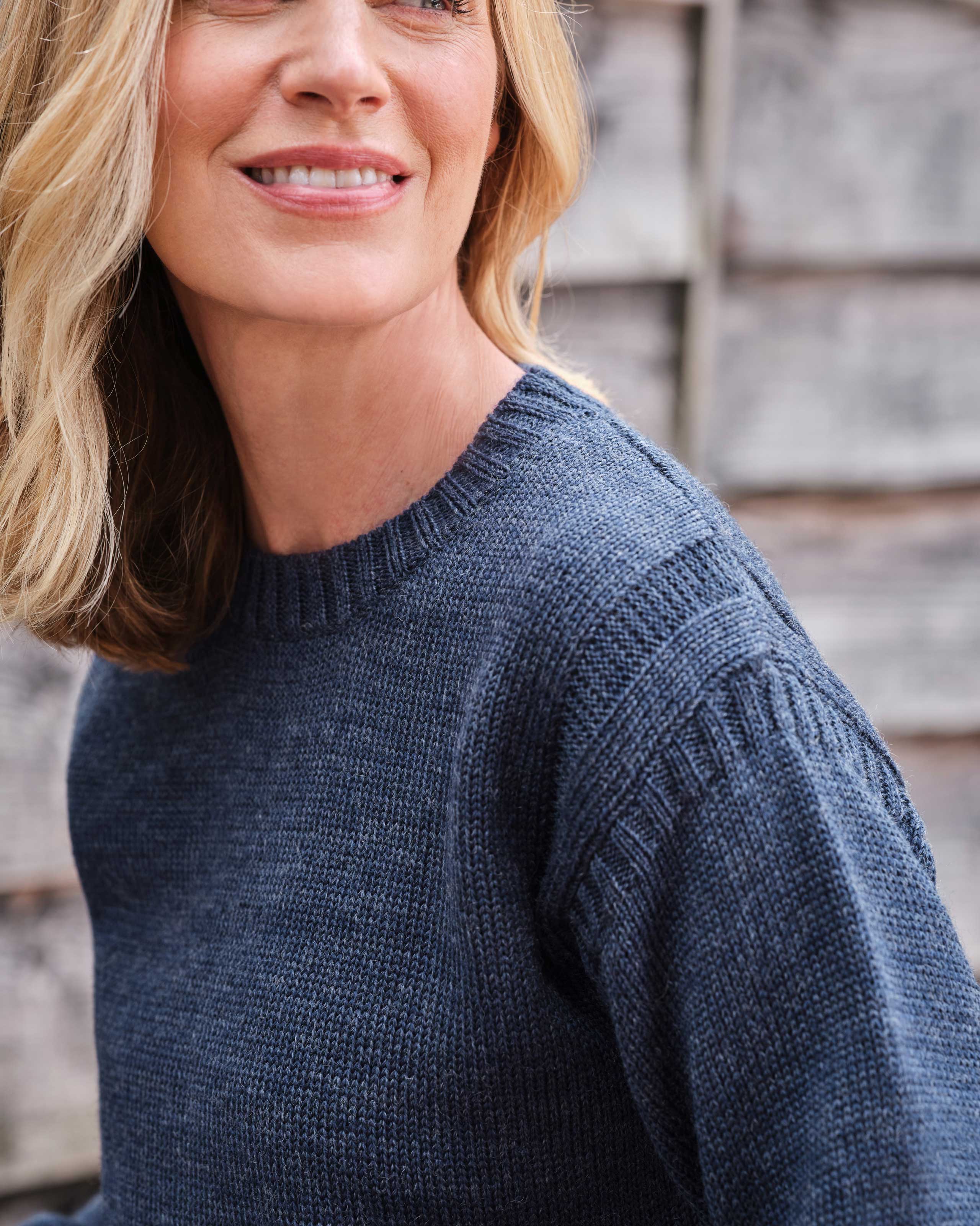 Denim Marl | 100% Pure Wool Guernsey Jumper | WoolOvers AU