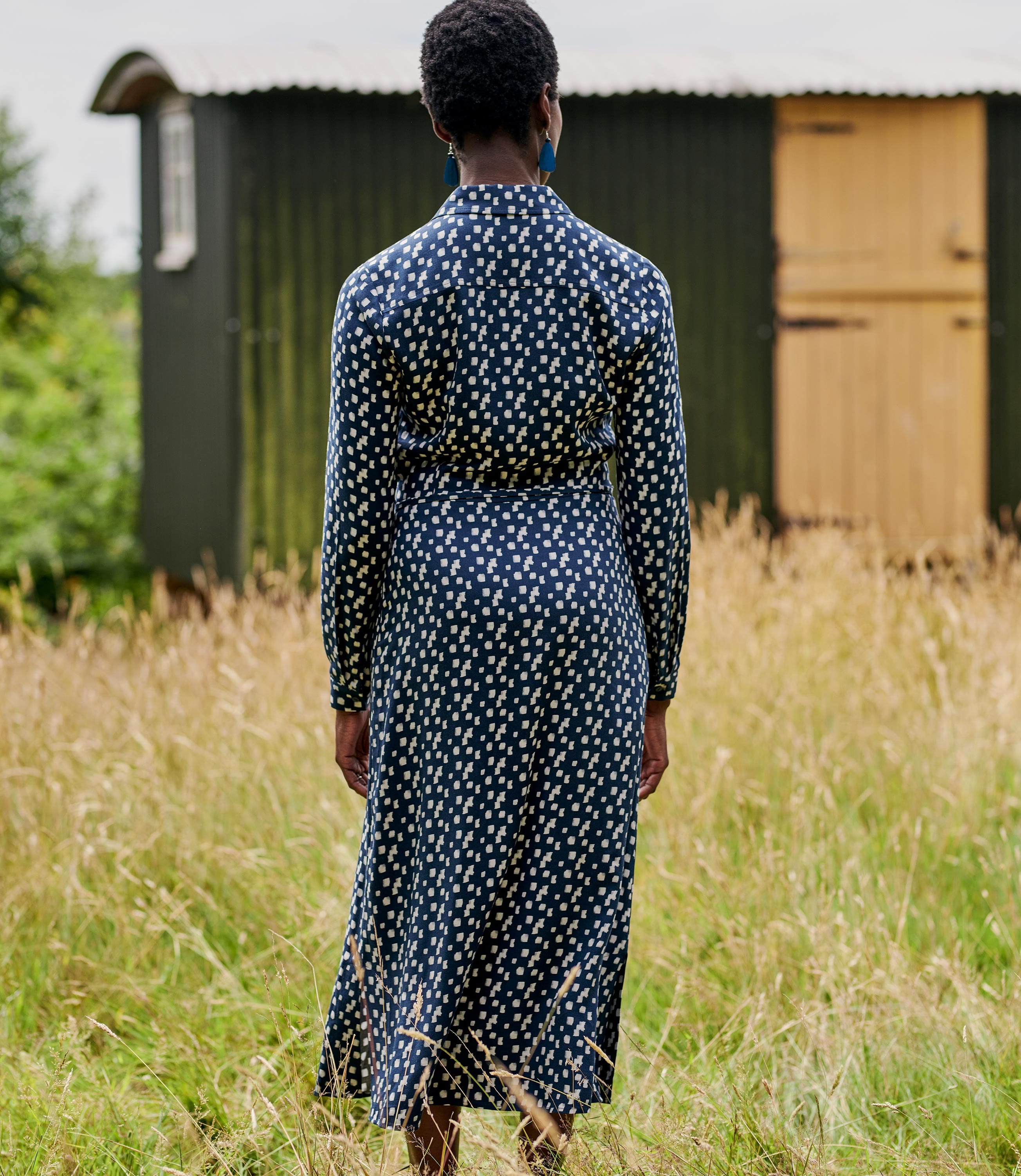 Abstract Square | Printed Long Shirt Dress | WoolOvers AU
