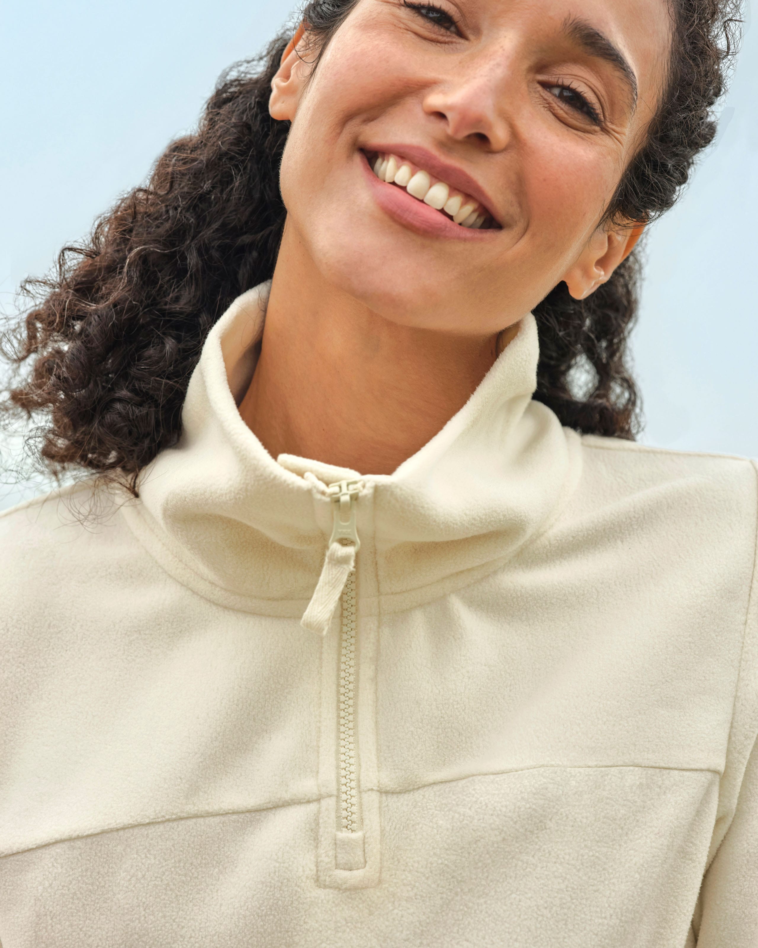 Cream | Grasmere Zip Neck Fleece Tunic | WoolOvers UK