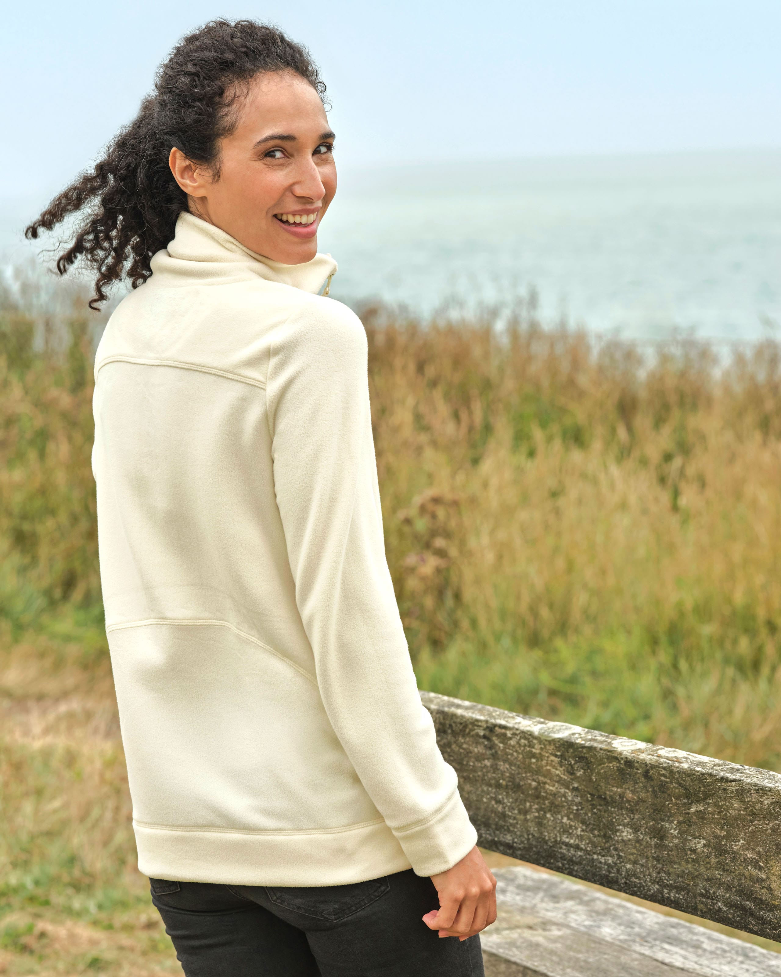 Cream | Grasmere Zip Neck Fleece Tunic | WoolOvers UK