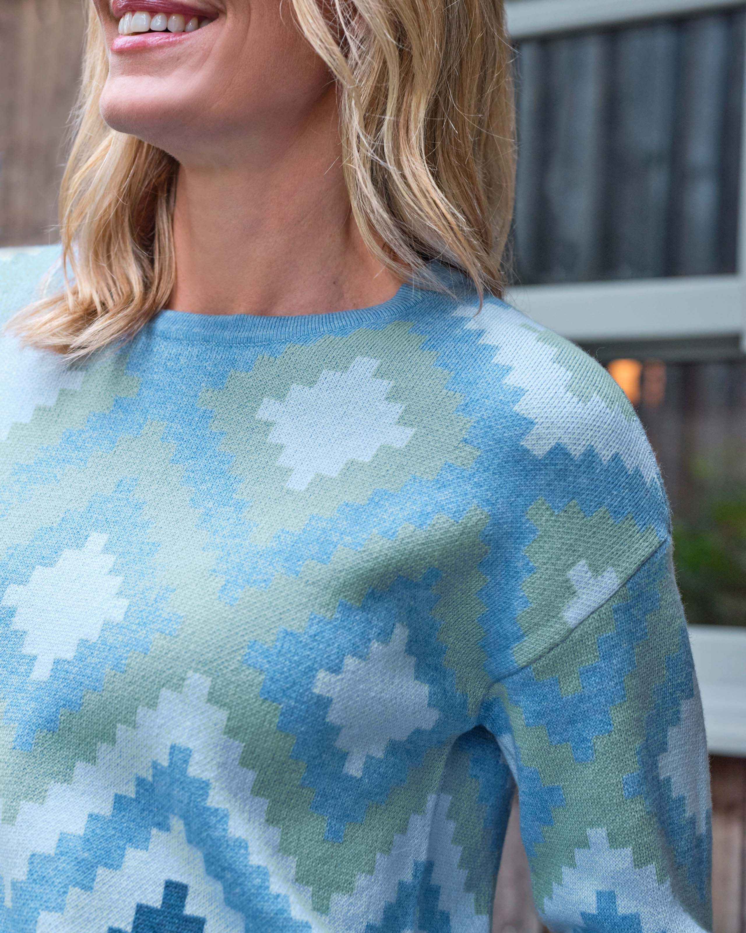 Blue Multi | Diamond Pattern Jumper | WoolOvers UK