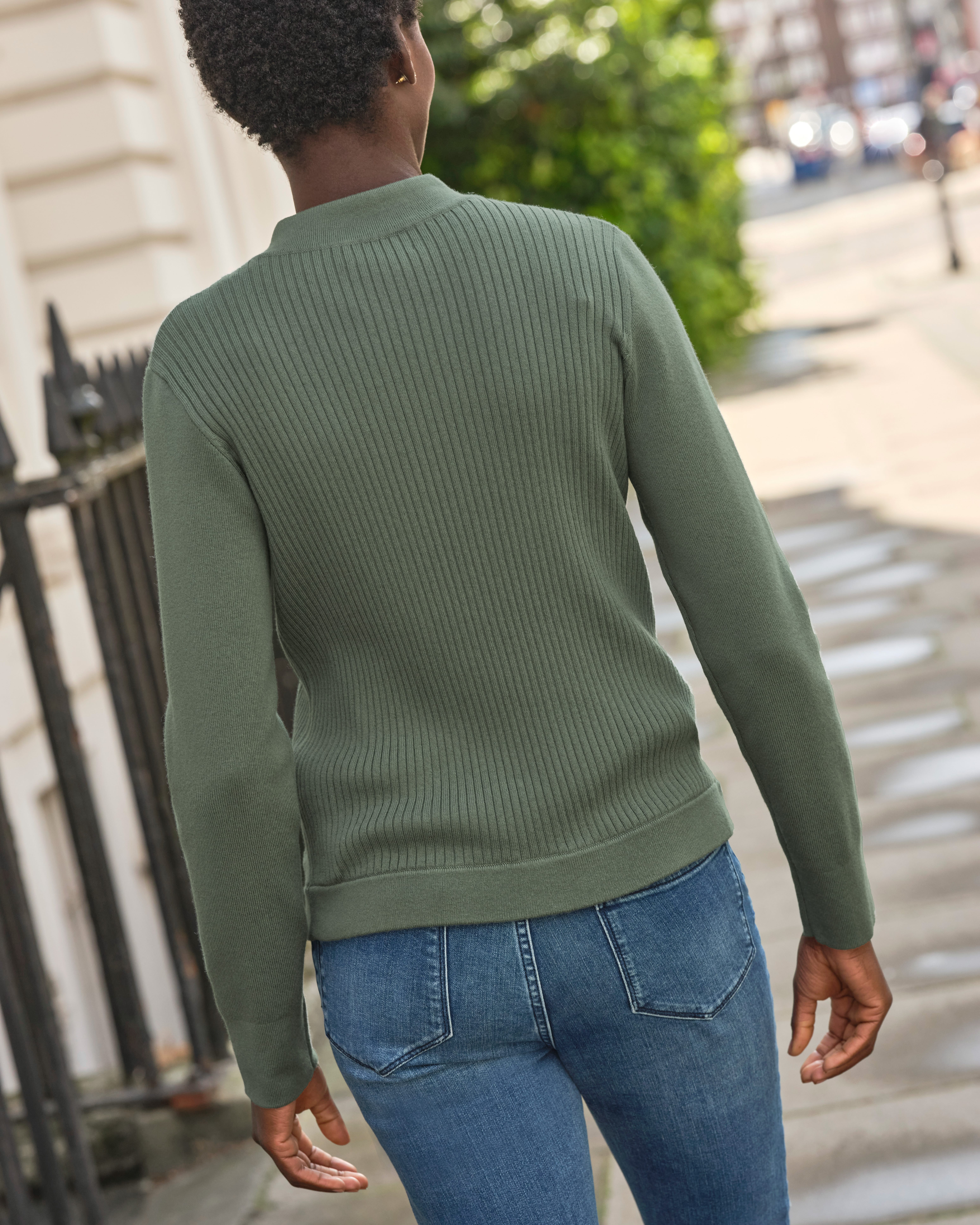 Soft Thyme | Cotton Wool Zip Through Jacket | WoolOvers UK