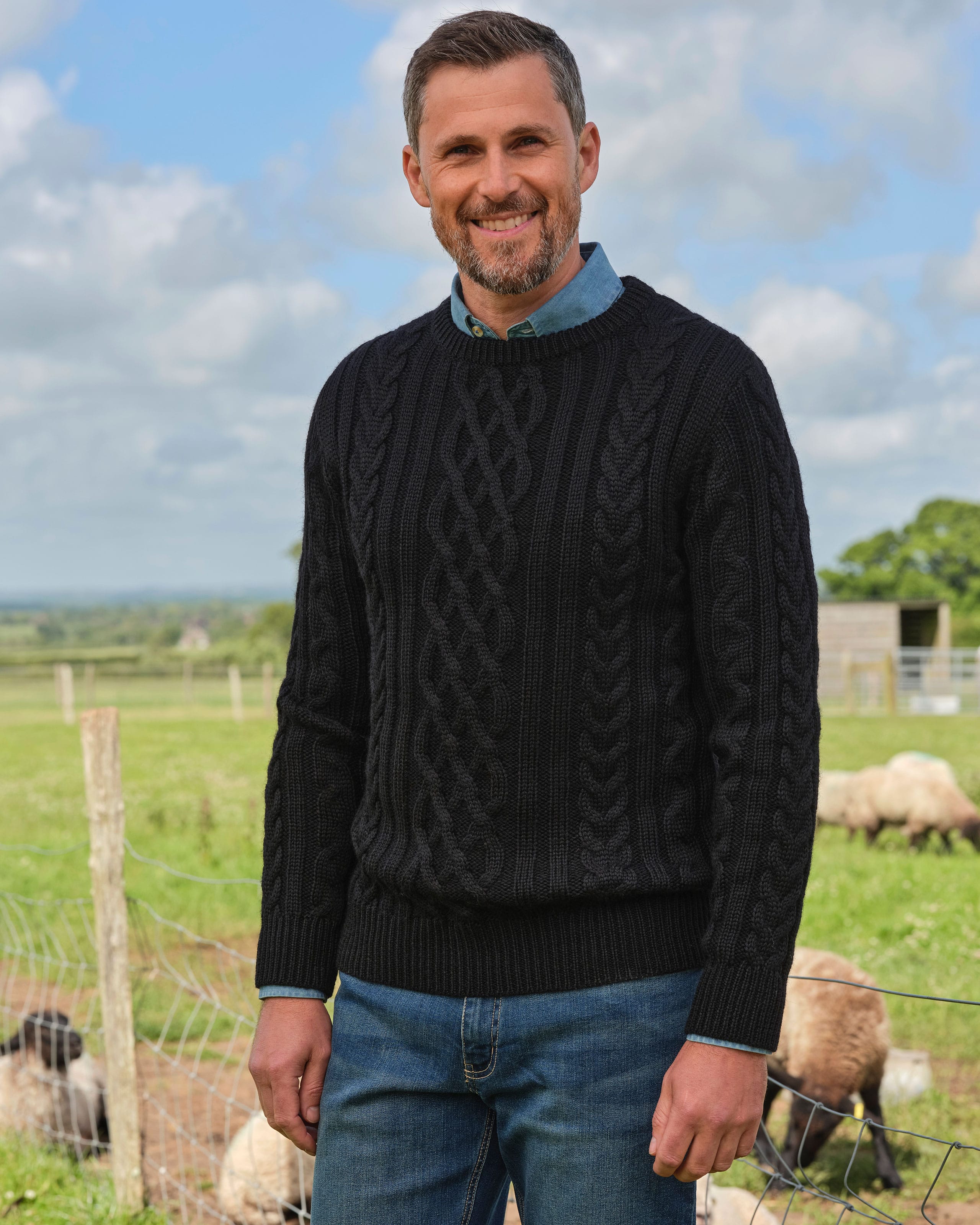 Black Pure Wool | Pure Wool Aran Knitted Jumper