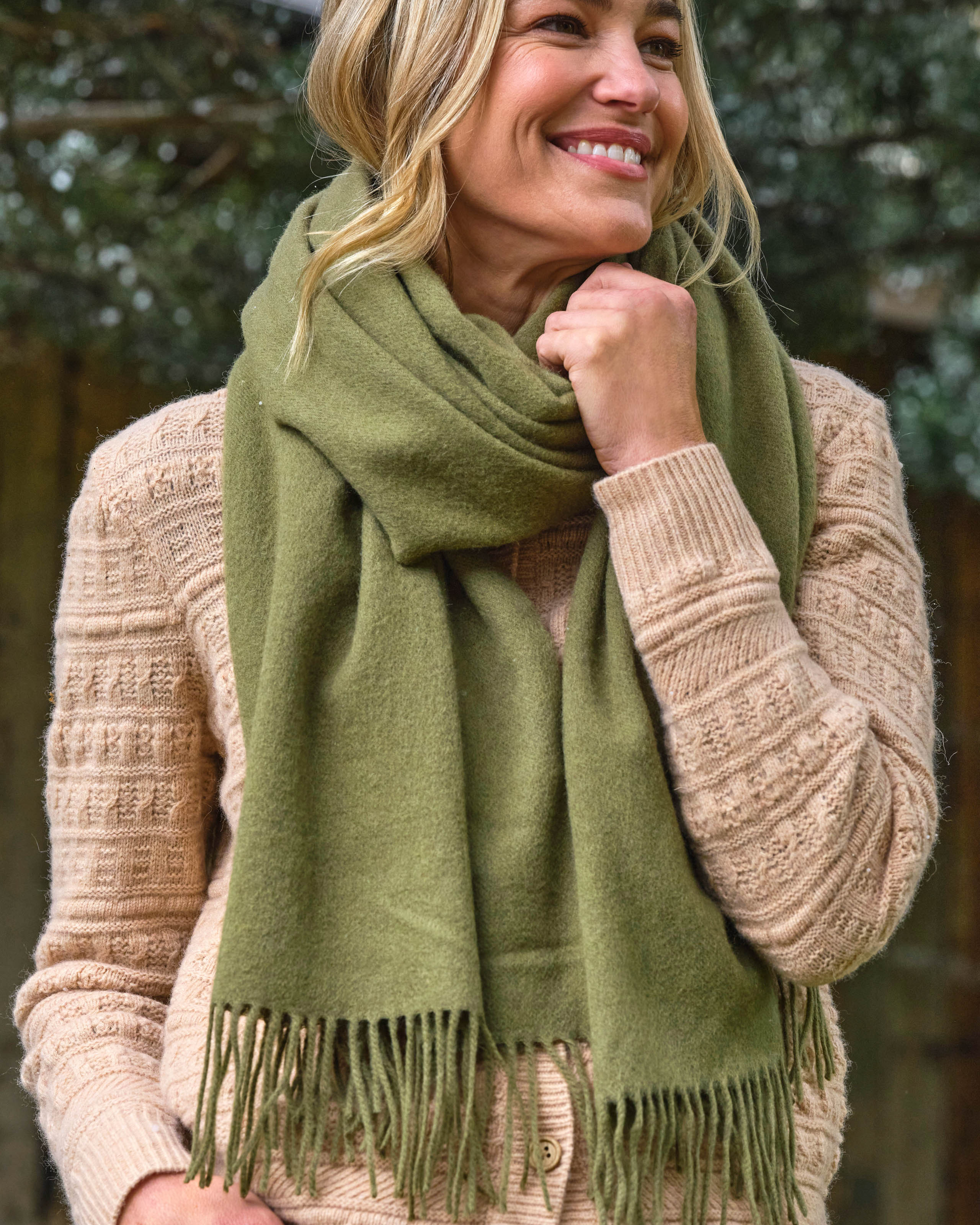 Evergreen | Wide Pure Wool Scarf | WoolOvers UK