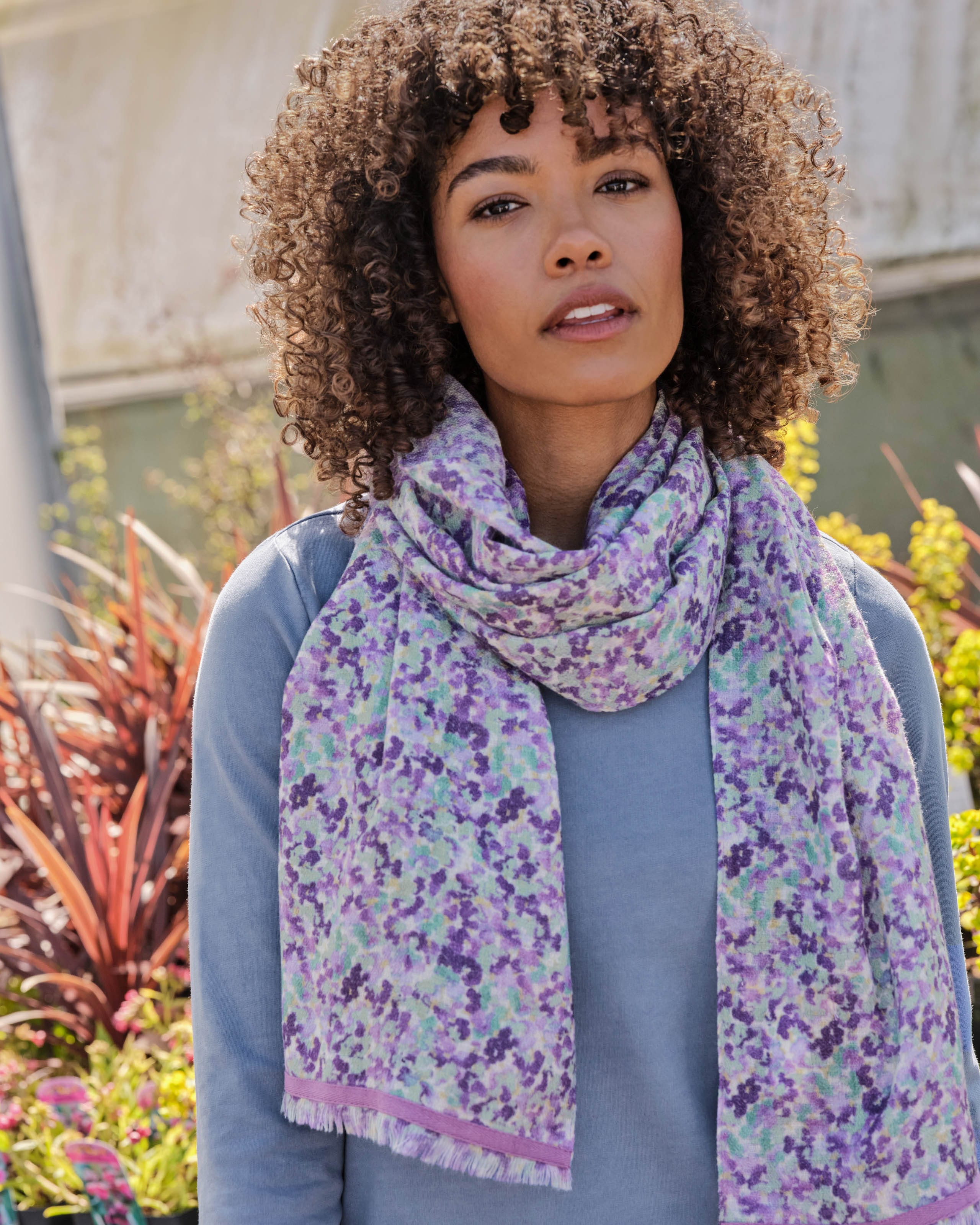 Lilac Mix | Blurred Animal Print Midweight Scarf | WoolOvers AU