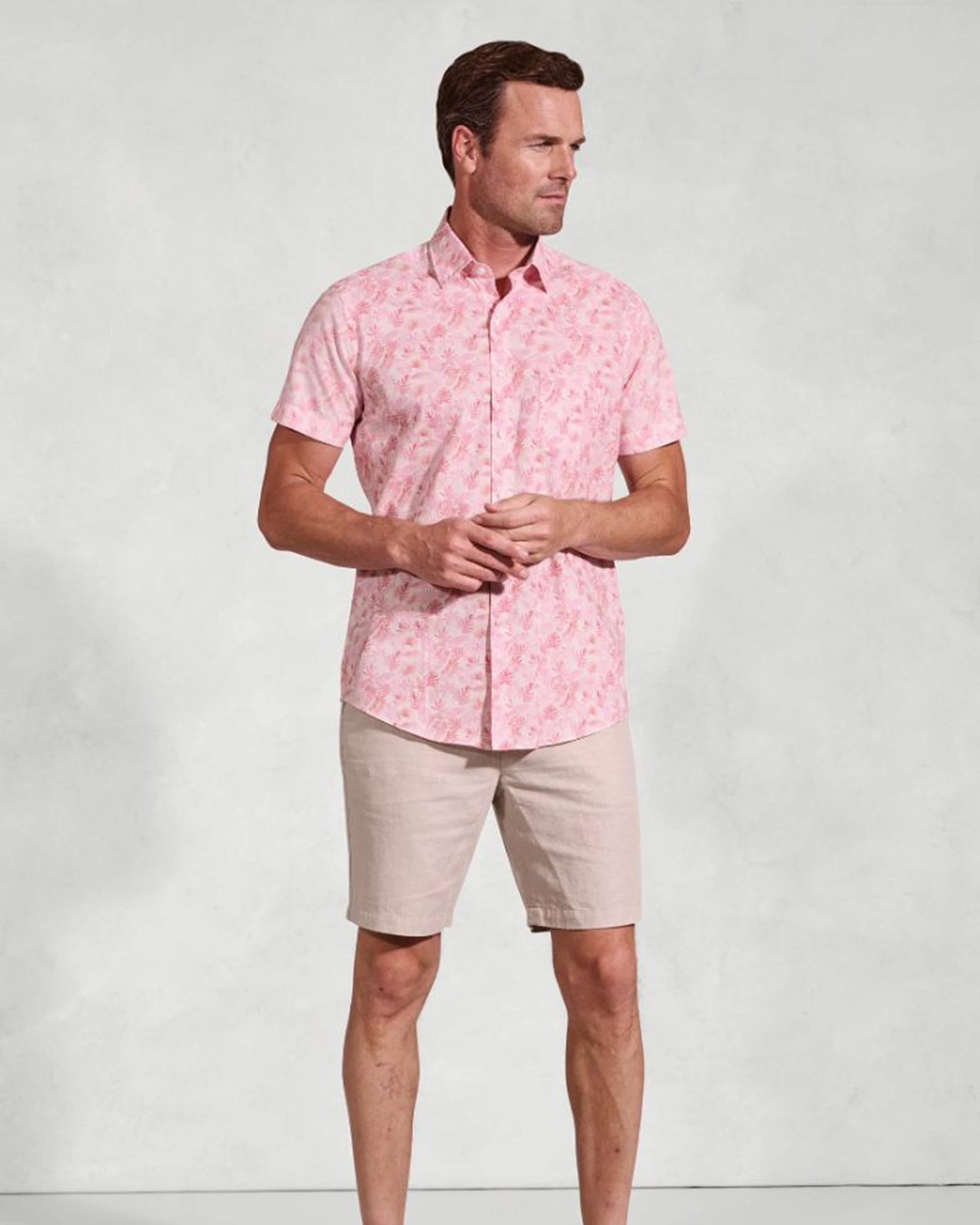Pink | Cotton Short Sleeve Shirt | WoolOvers UK