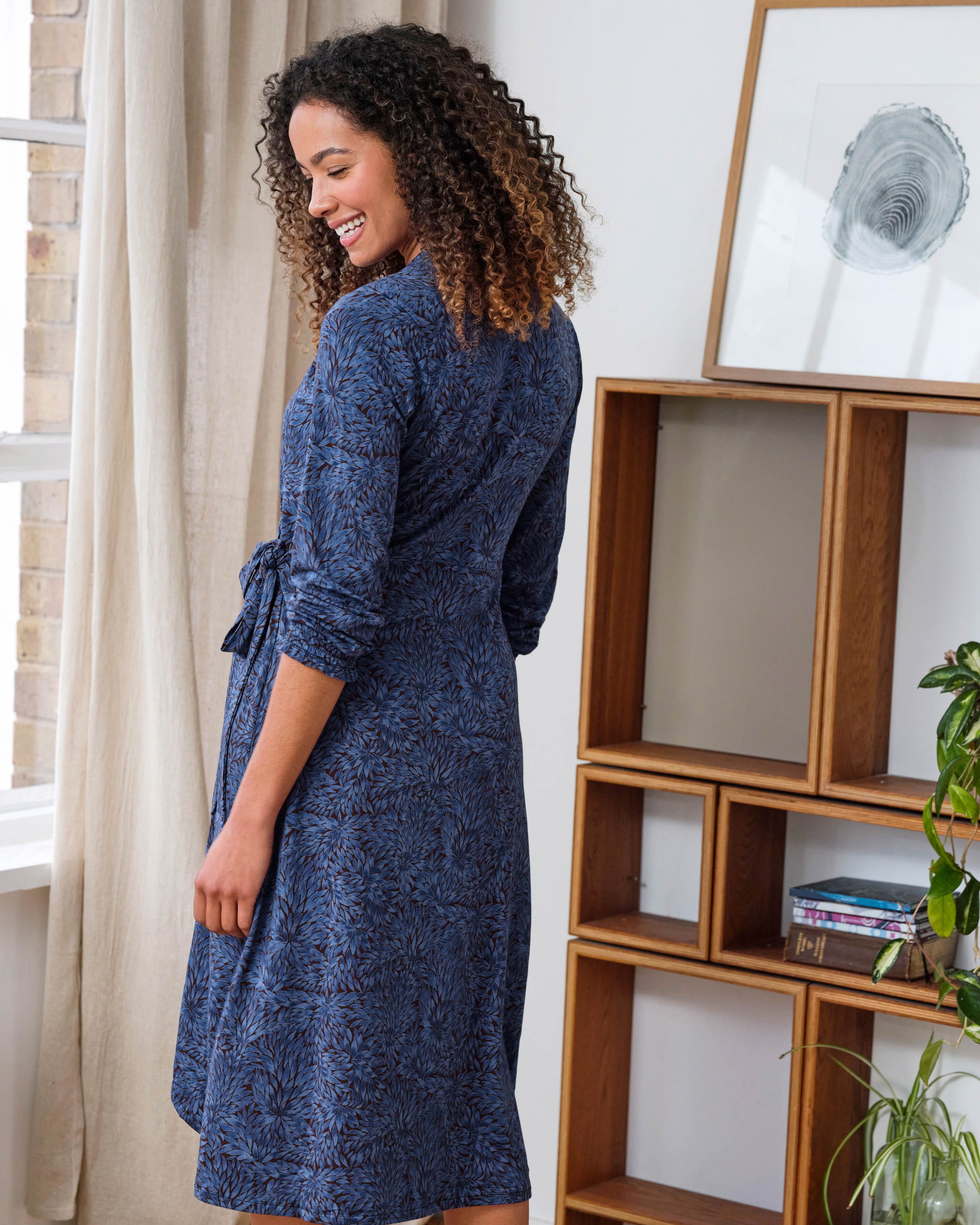 Dark Sapphire Blue | Adoette Lenzing Ecovero Printed Wrap Dress ...
