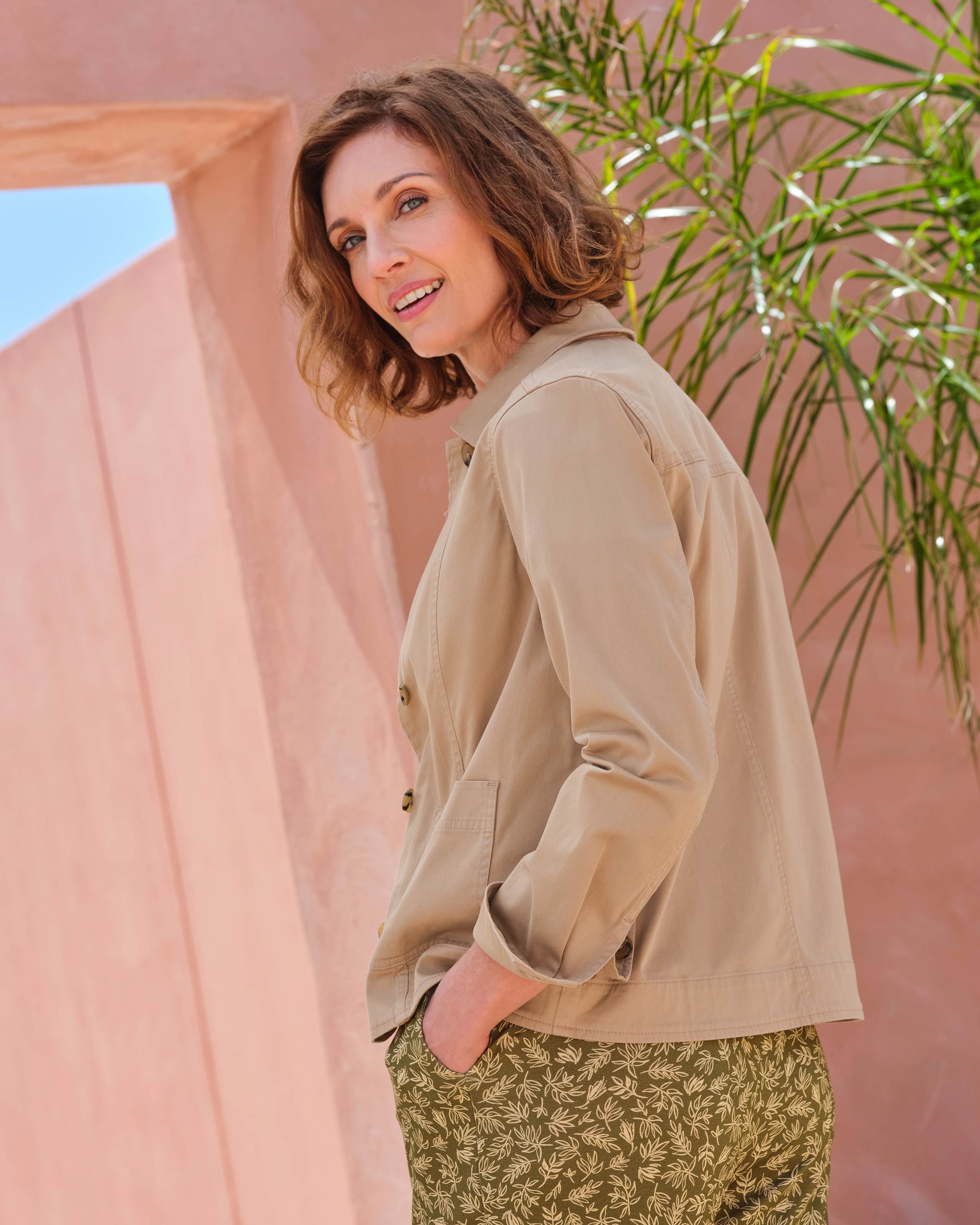 Camel | Collared Cotton Jacket | WoolOvers AU