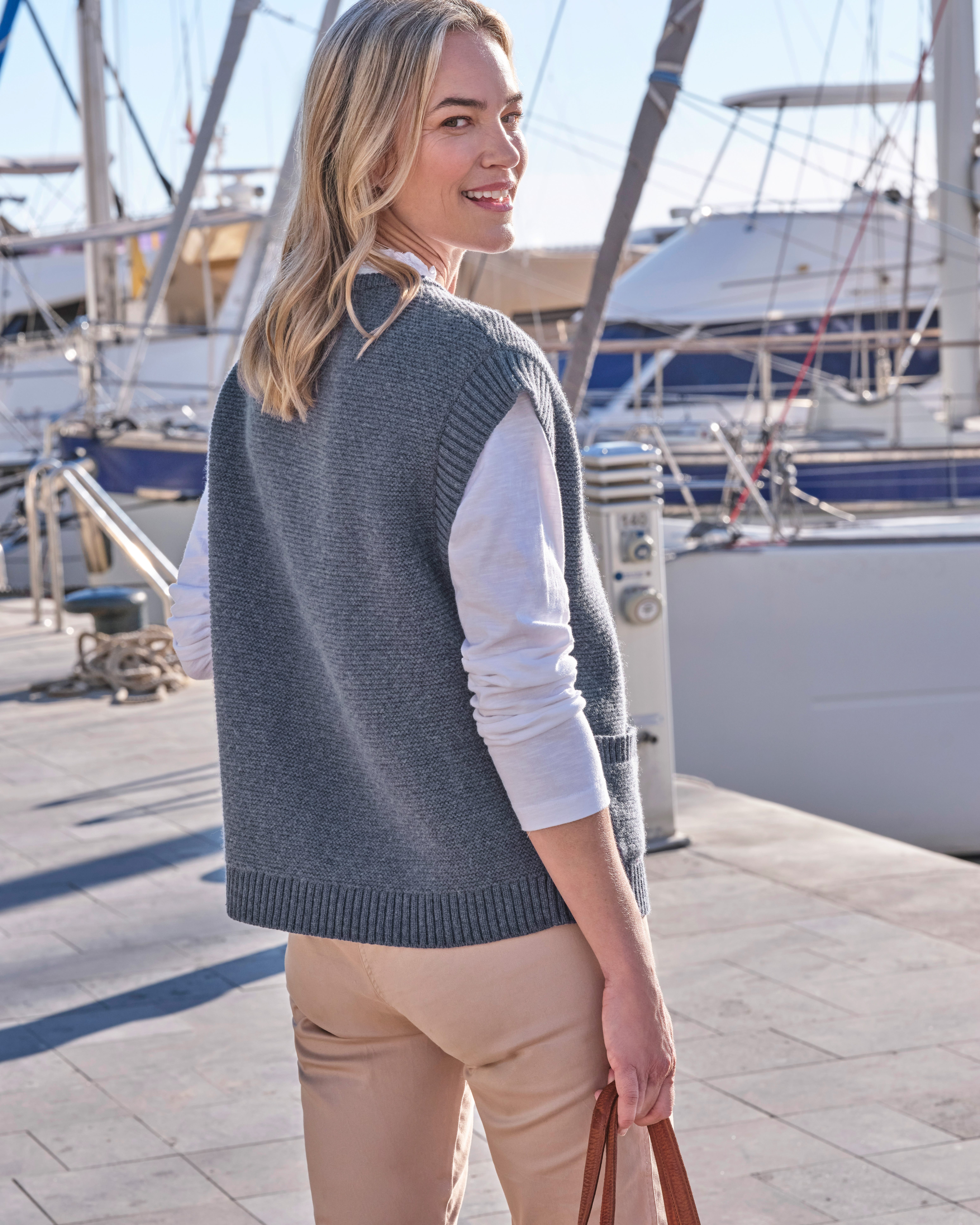 Denim Marl | Edge to Edge Waistcoat | WoolOvers AU