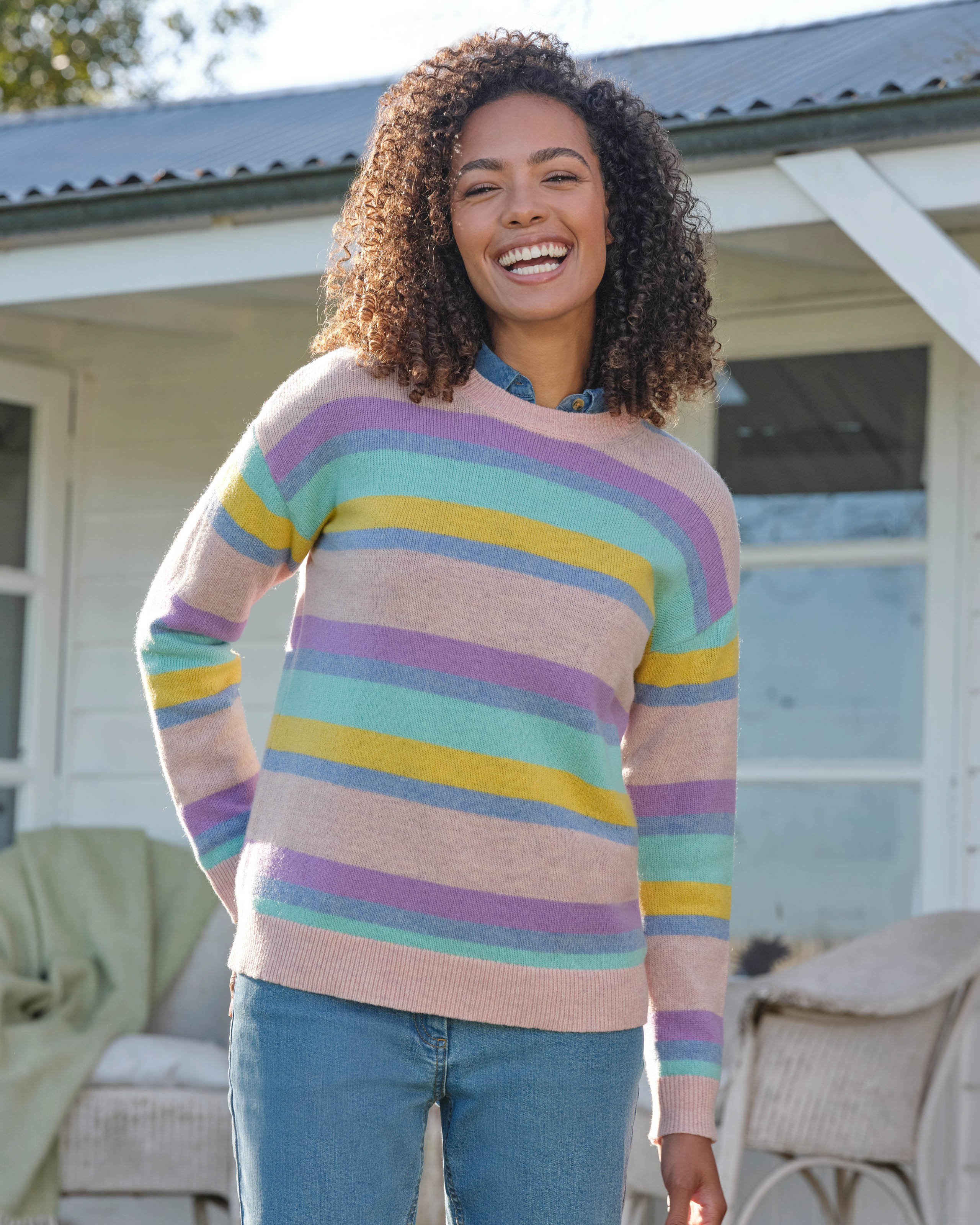 Multi | Pastel Multi Striped Jumper | WoolOvers AU