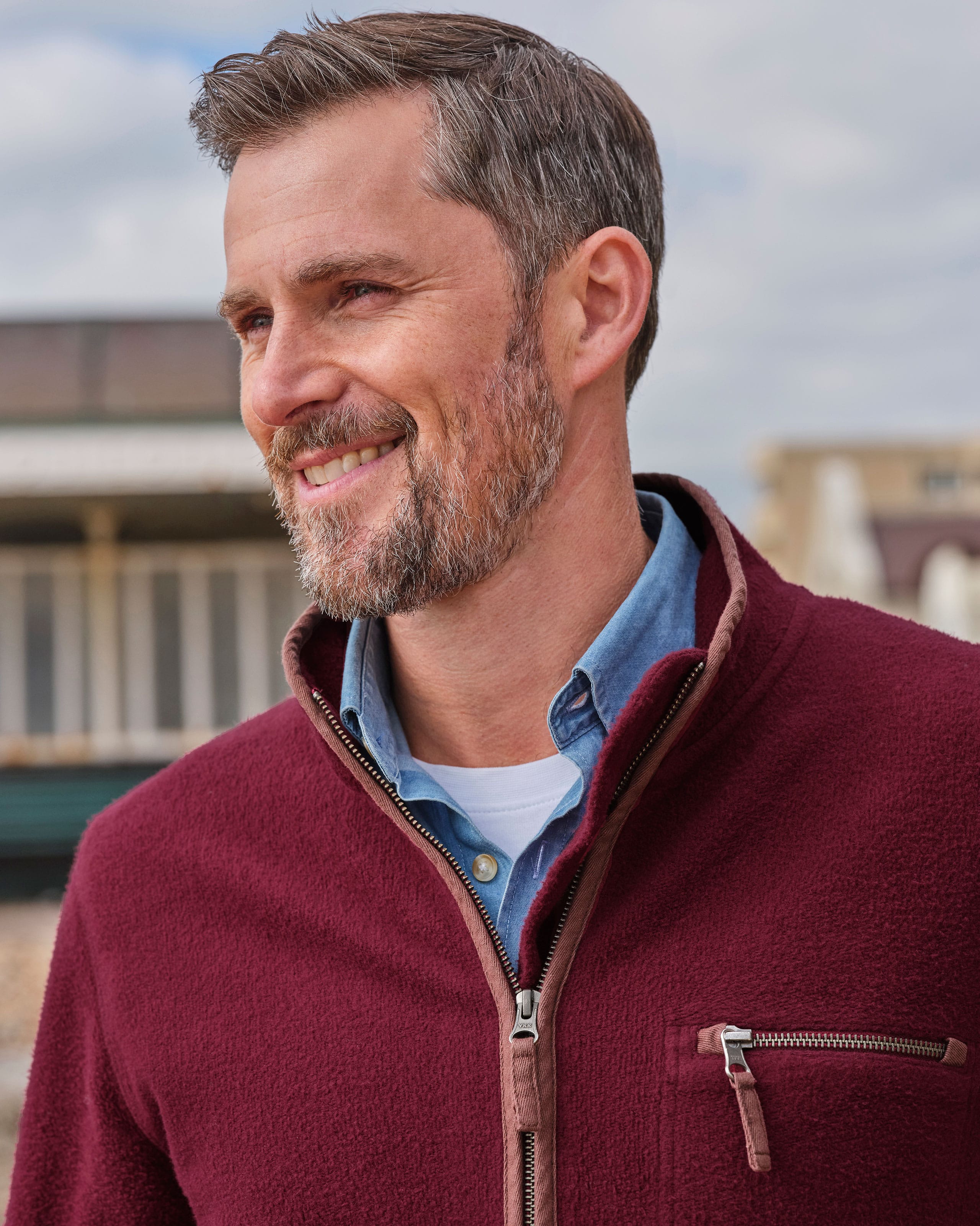 Claret Red | Organic Cotton Full Zip Fleece | WoolOvers AU