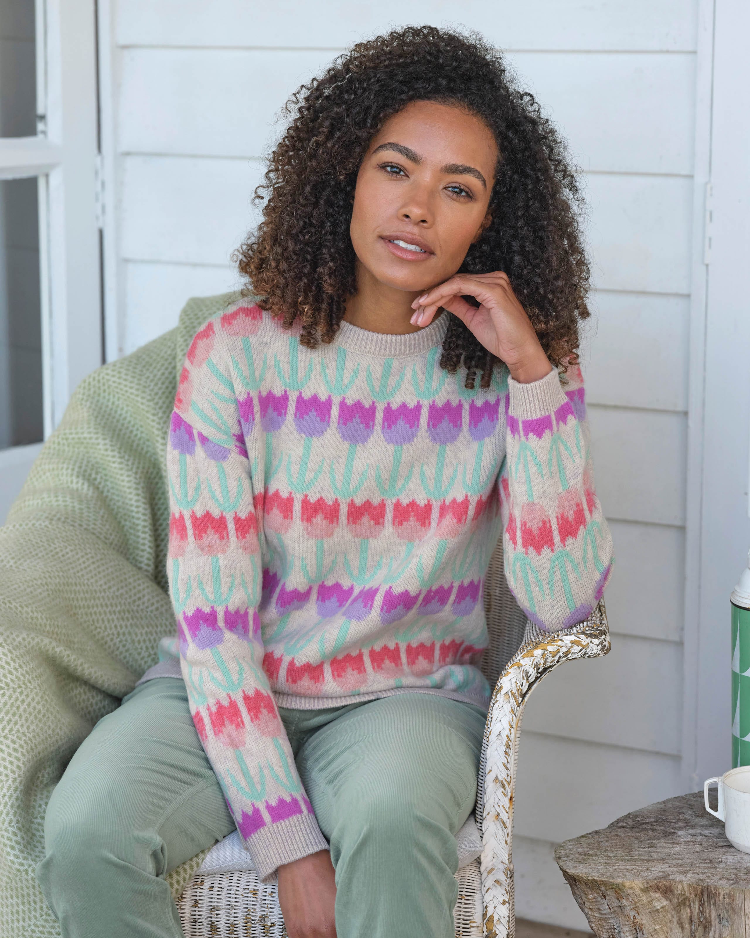 Multi | Pullover mit Tulpenmuster | WoolOvers DE