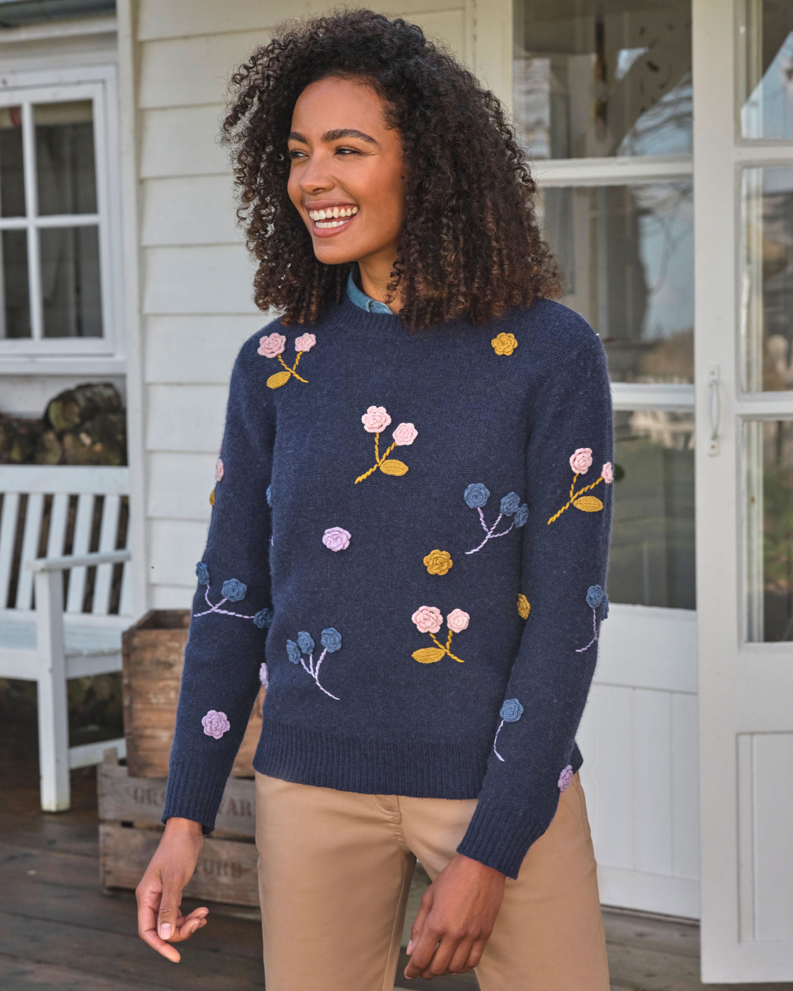 Multi | Pullover mit Häkelblumen | WoolOvers DE