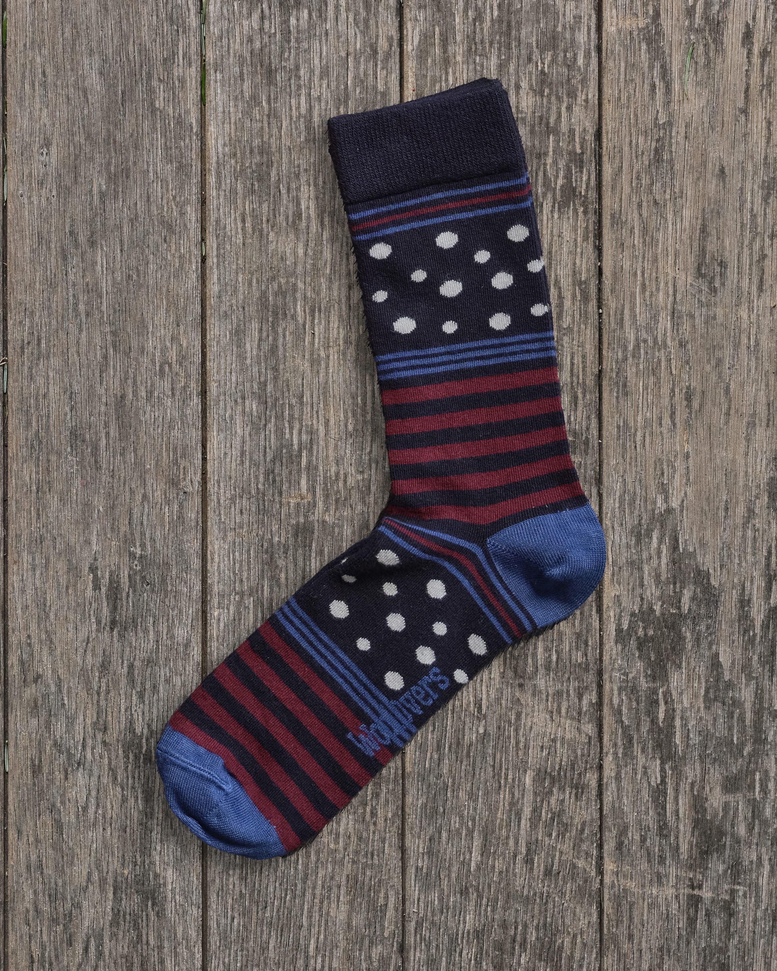 Navy Stripe & Spot | Mens Bamboo Sock | WoolOvers AU