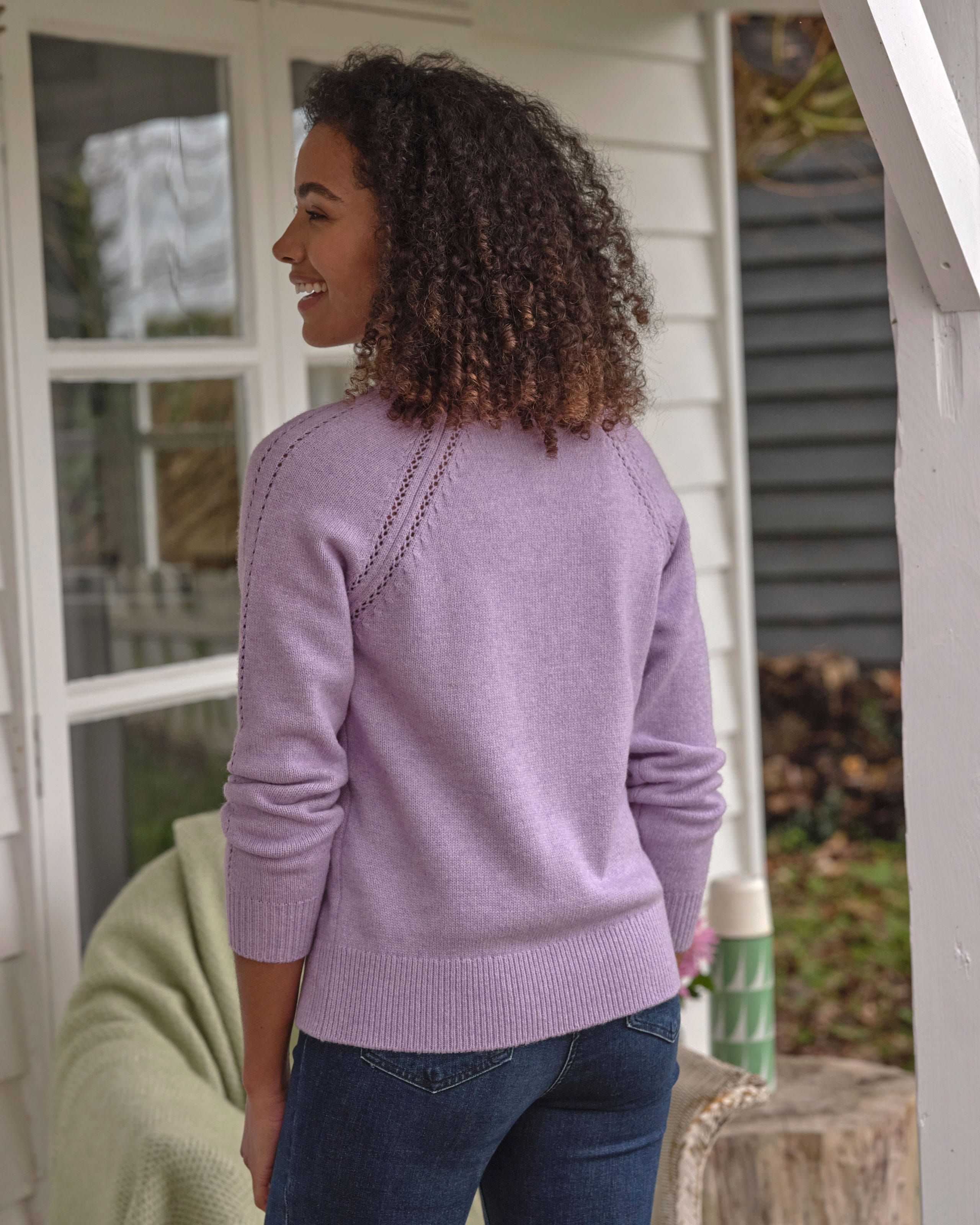 Purple Marl | Button Collar Jumper | WoolOvers AU