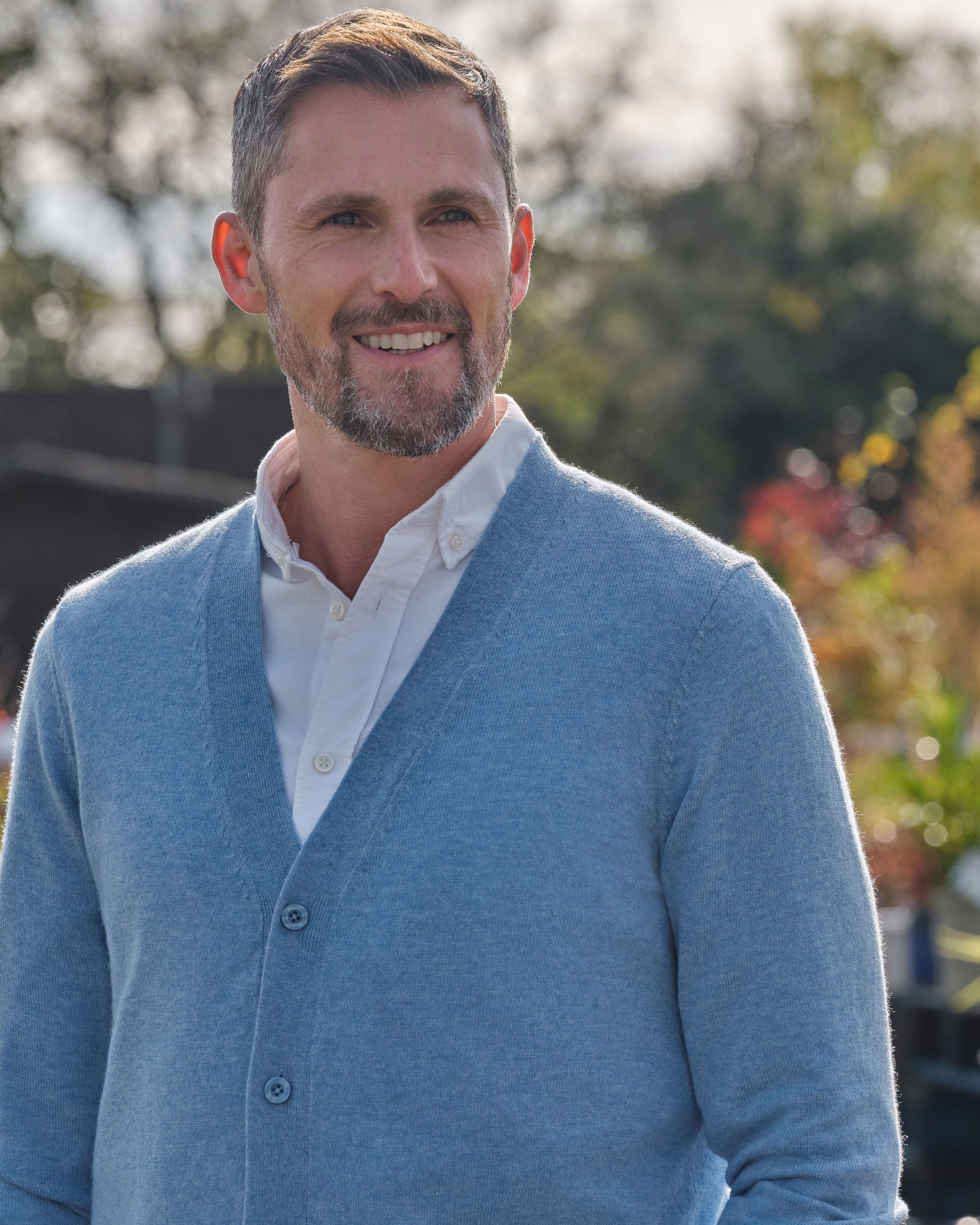 Light Blue Marl | Cashmere & Merino V Neck Cardigan | WoolOvers UK