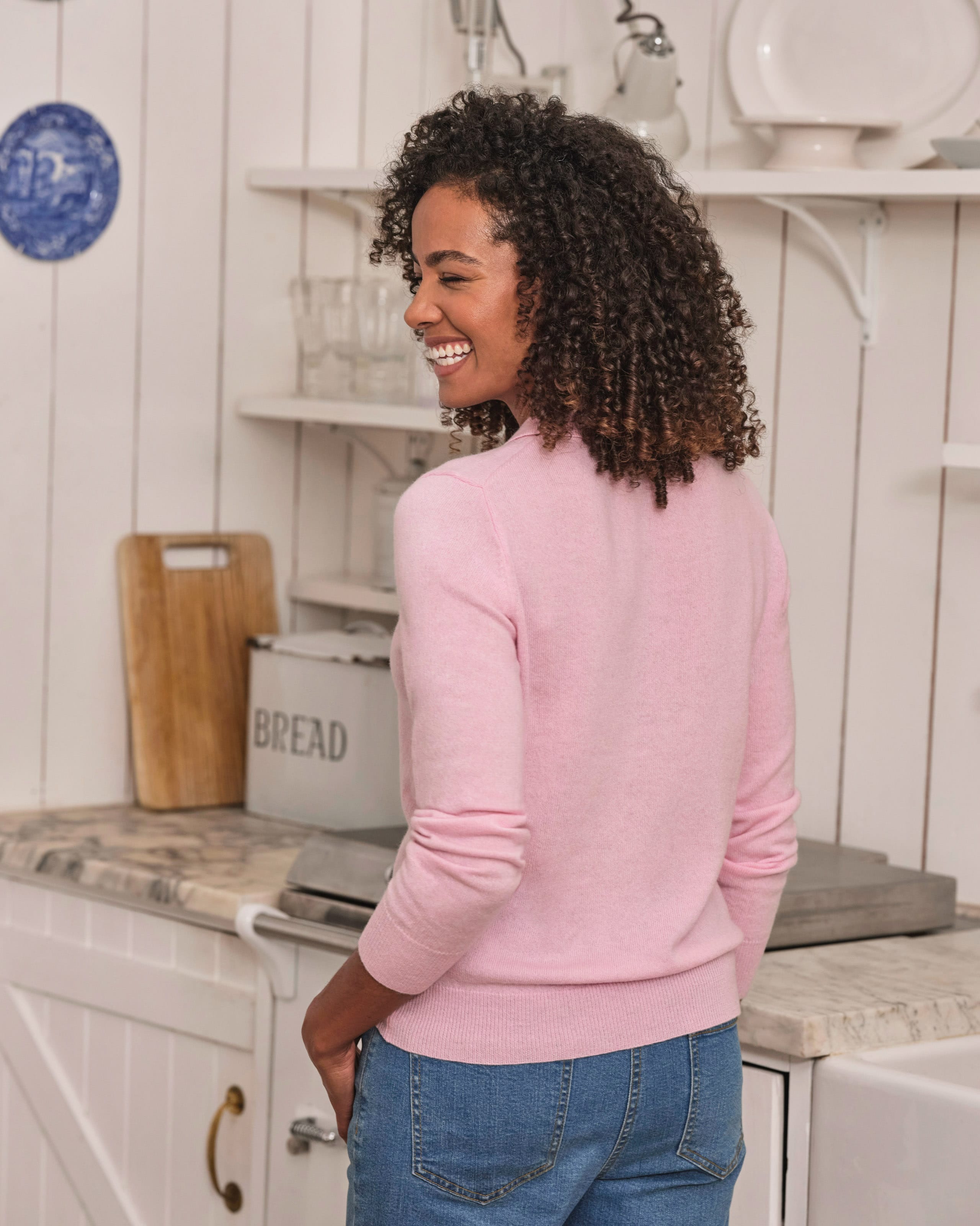 Primrose Pink | Cashmere & Merino Knitted Polo Shirt | WoolOvers US