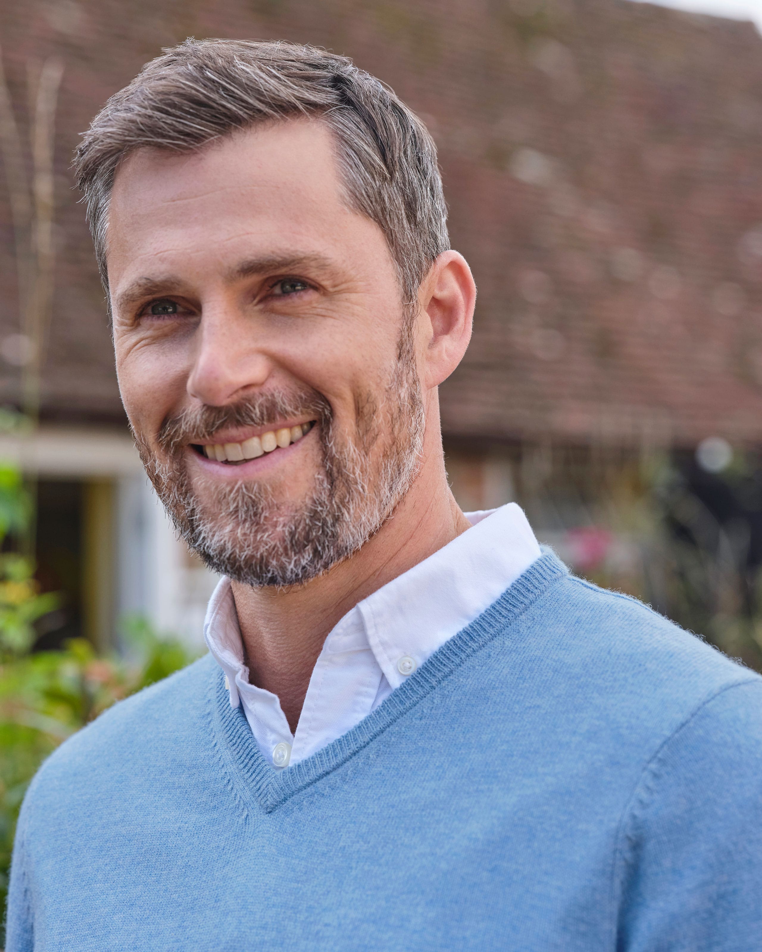 Light Blue Marl | Cashmere & Merino Classic V Neck Knitted Jumper ...