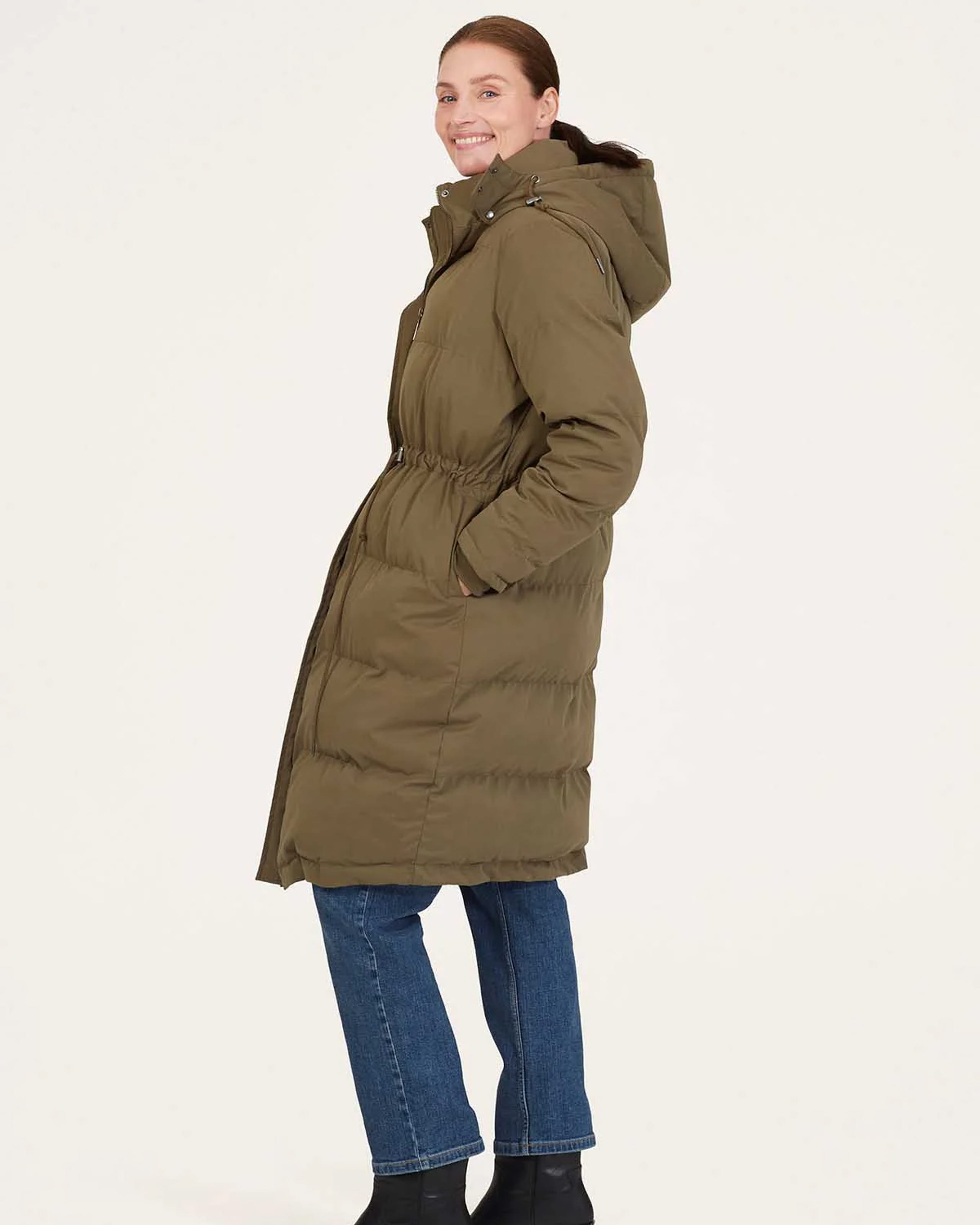Khaki Green | Elaina Recycled Polyester Cold Weather Coat | WoolOvers UK