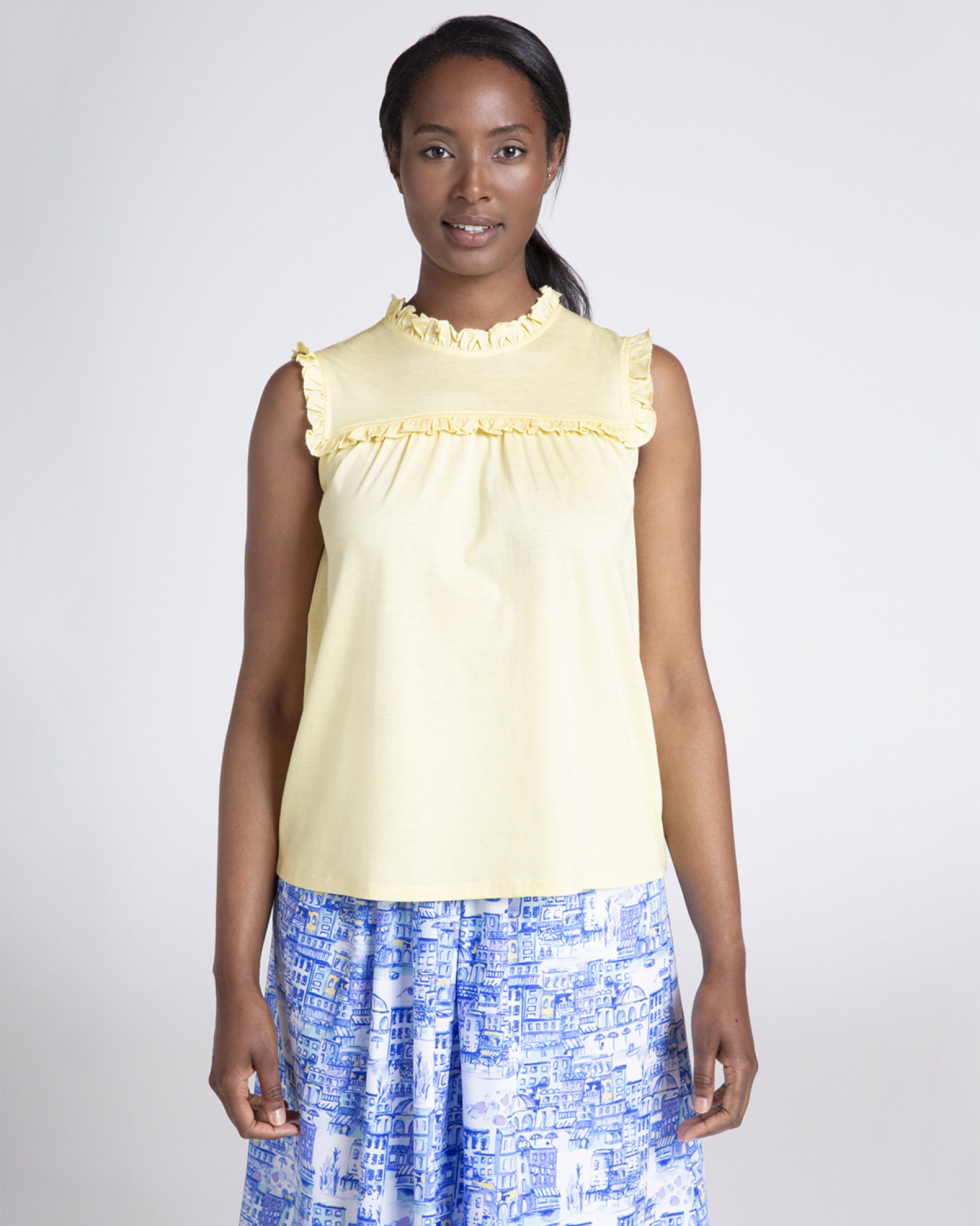 Light Chartreuse Yellow | Noemi Tencel & Organic Cotton Top | WoolOvers UK