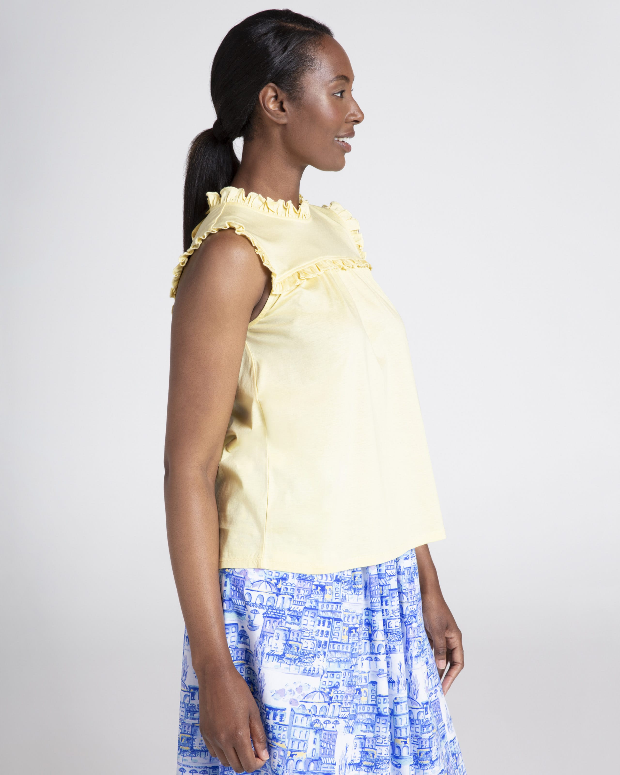 Light Chartreuse Yellow | Noemi Tencel & Organic Cotton Top | WoolOvers UK