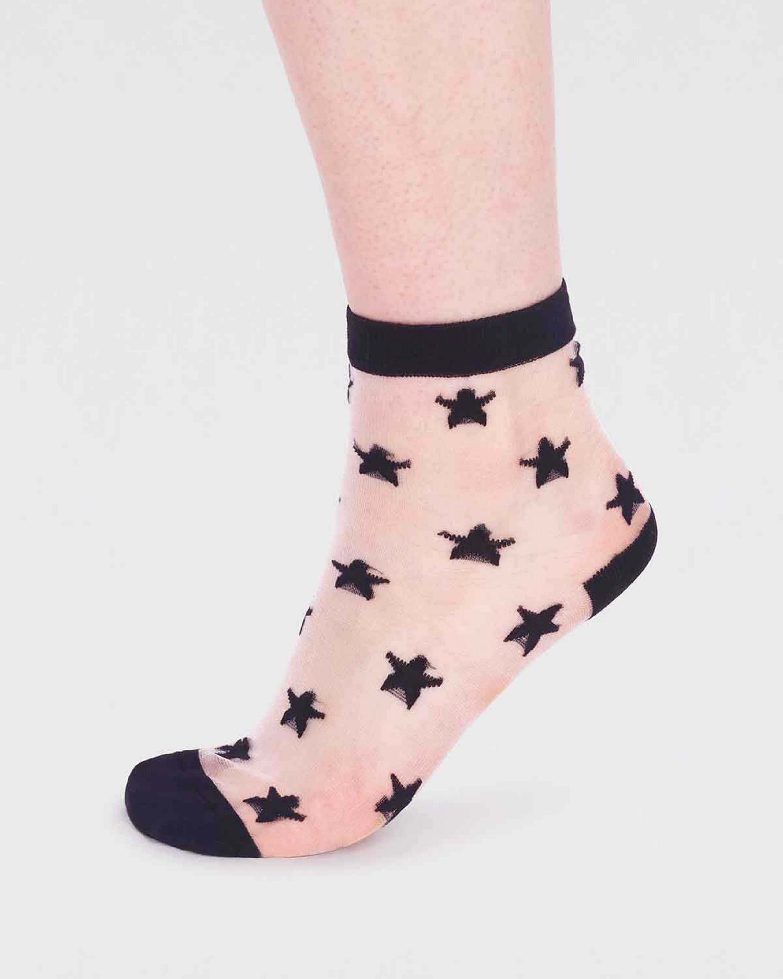 Black | Astra Bamboo Star Mesh Socks | WoolOvers UK
