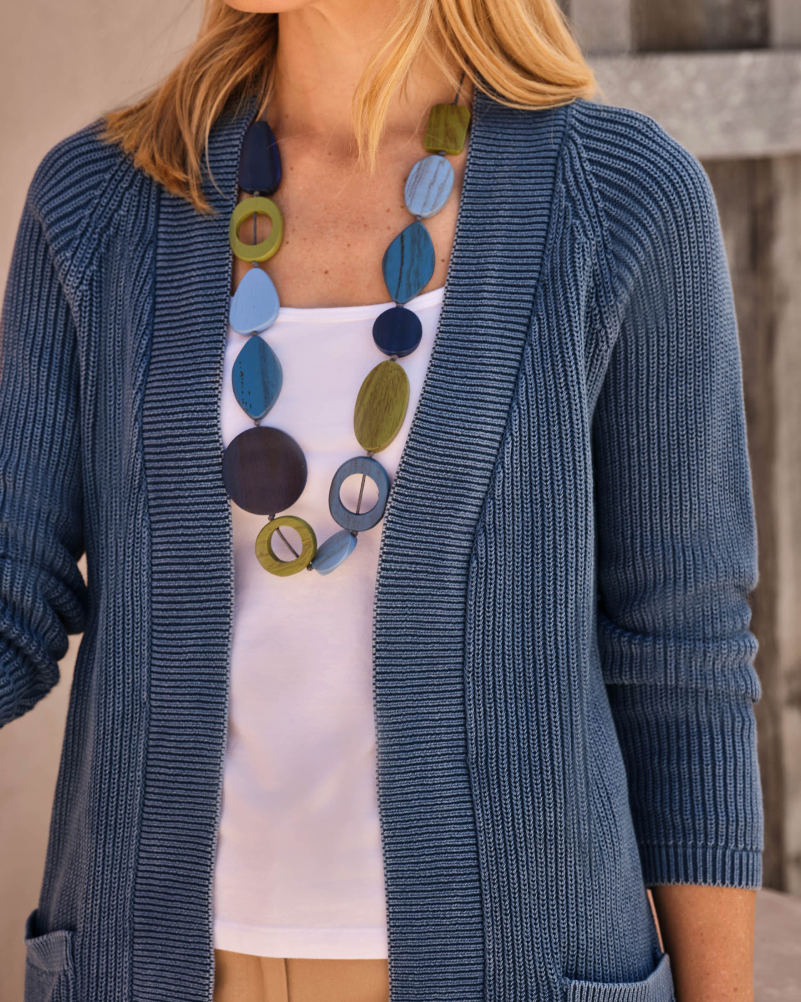 Denim Marl | Edge To Edge Denim Cardigan | WoolOvers UK