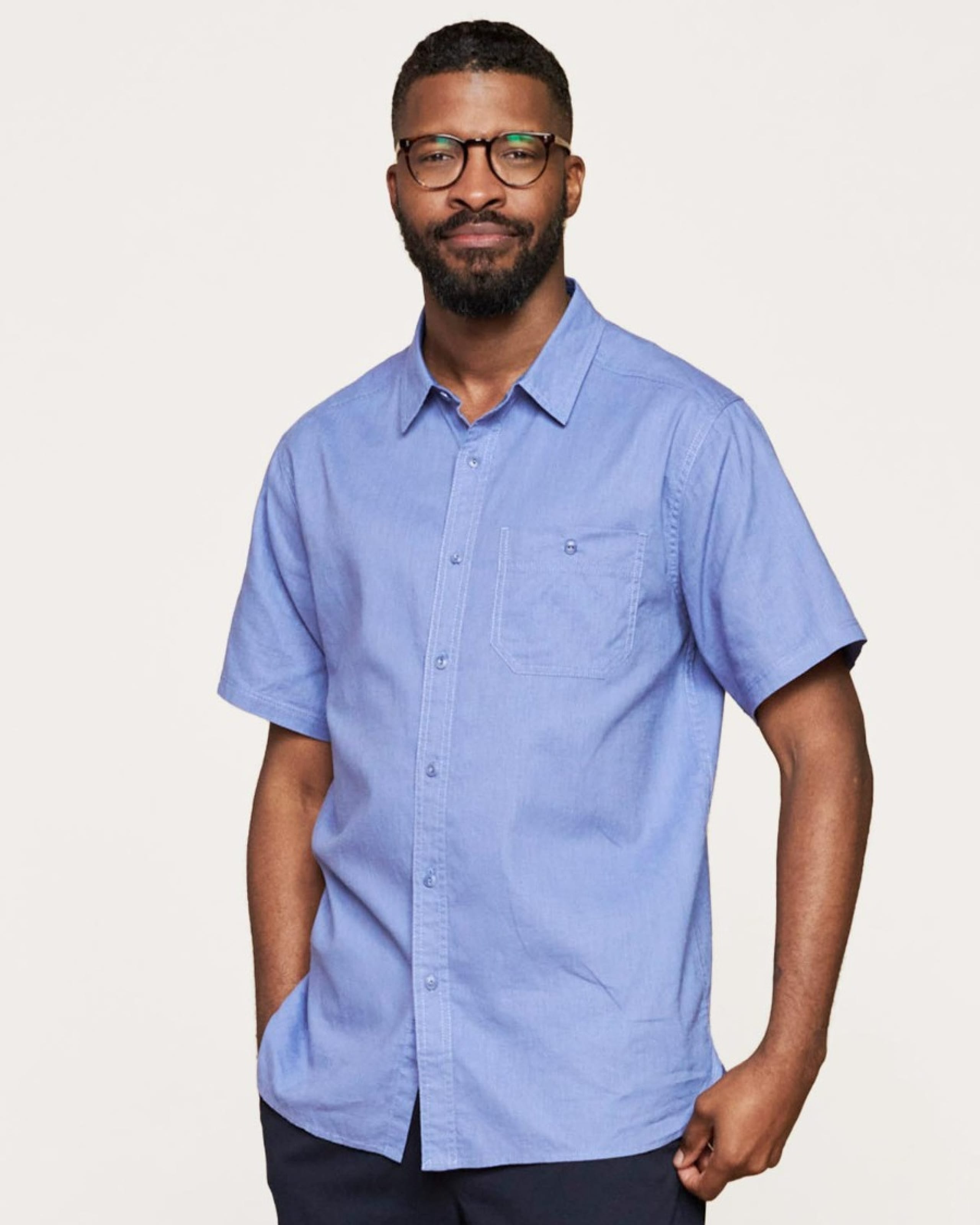Bleached Denim | Evan Short Sleeve Shirt | WoolOvers US