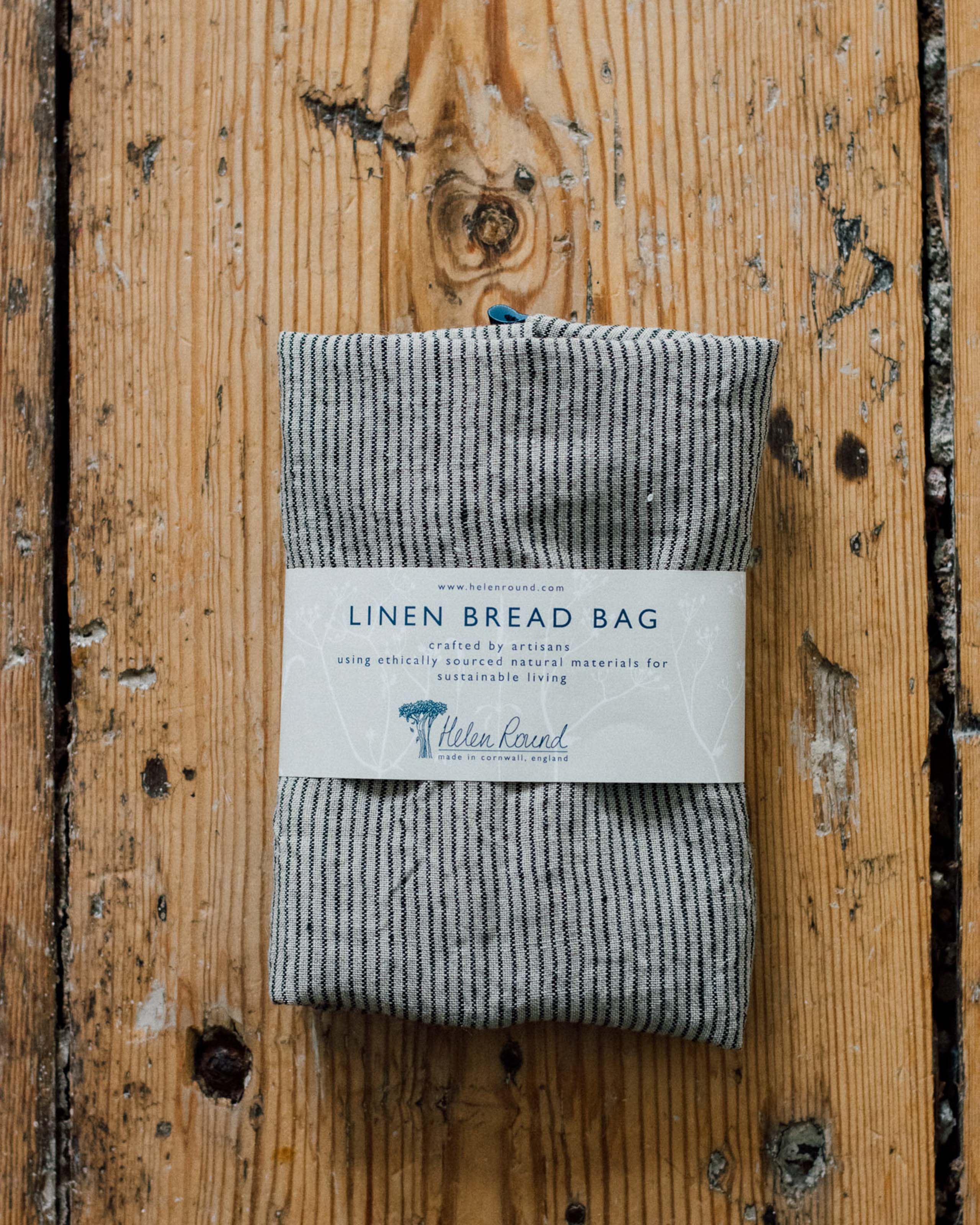 Natural & Dark Blue | Striped Dark Blue/Natural Linen Bread Bag ...
