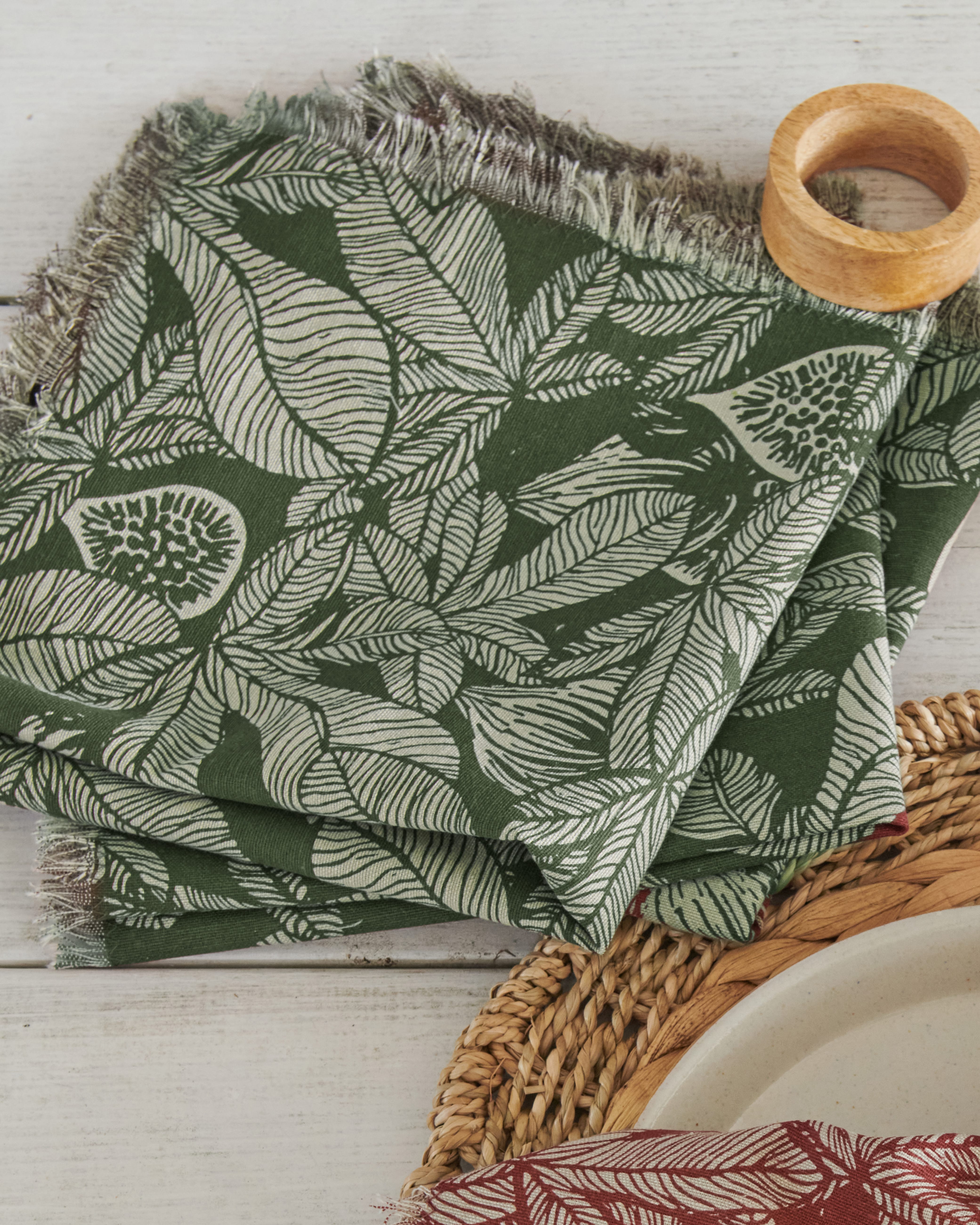 Burnt Olive | Cotton Print Napkins 4 Pack | WoolOvers UK