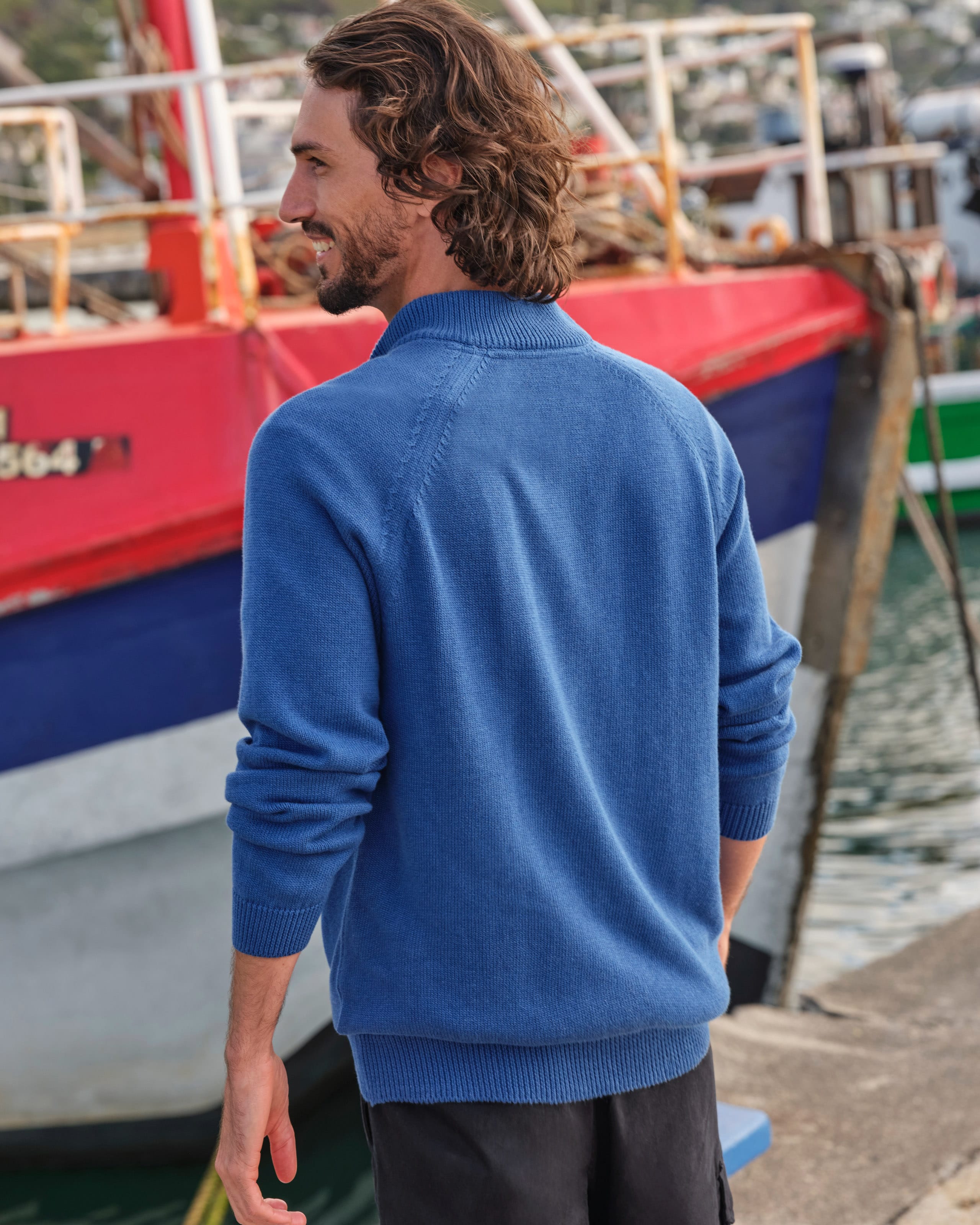 Royal Blue | Essential Cotton Zip Cardigan | WoolOvers AU